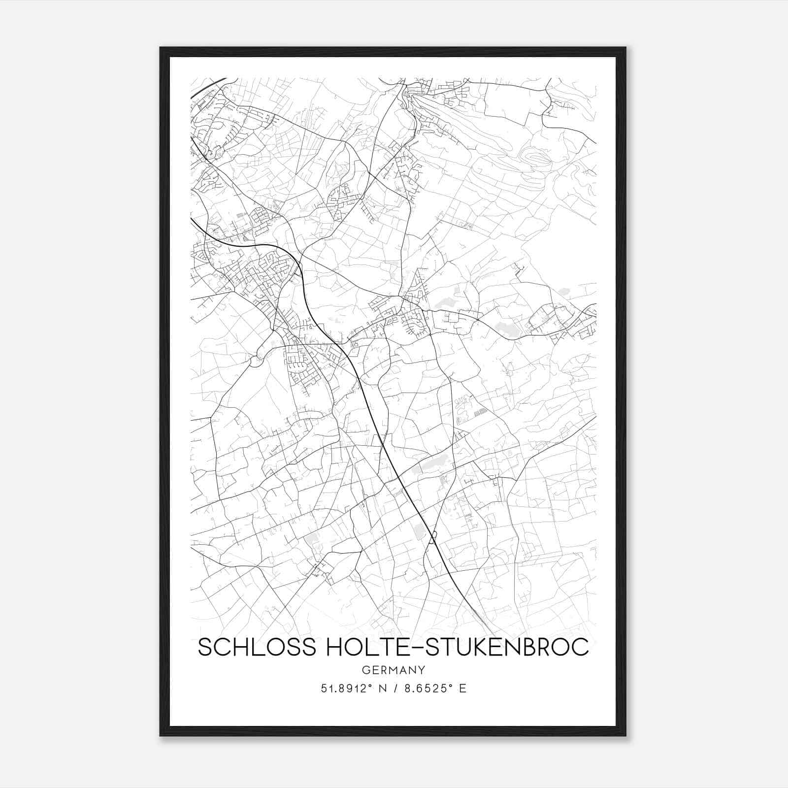 Schloss Holte-Stukenbrock Germany Map Poster, Modern Home Decor Wall ...