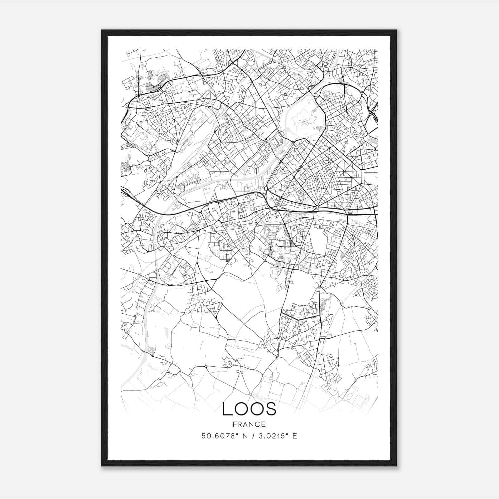 Loos France Map Poster, Modern Home Decor Wall Art Print - Custom Maps ...