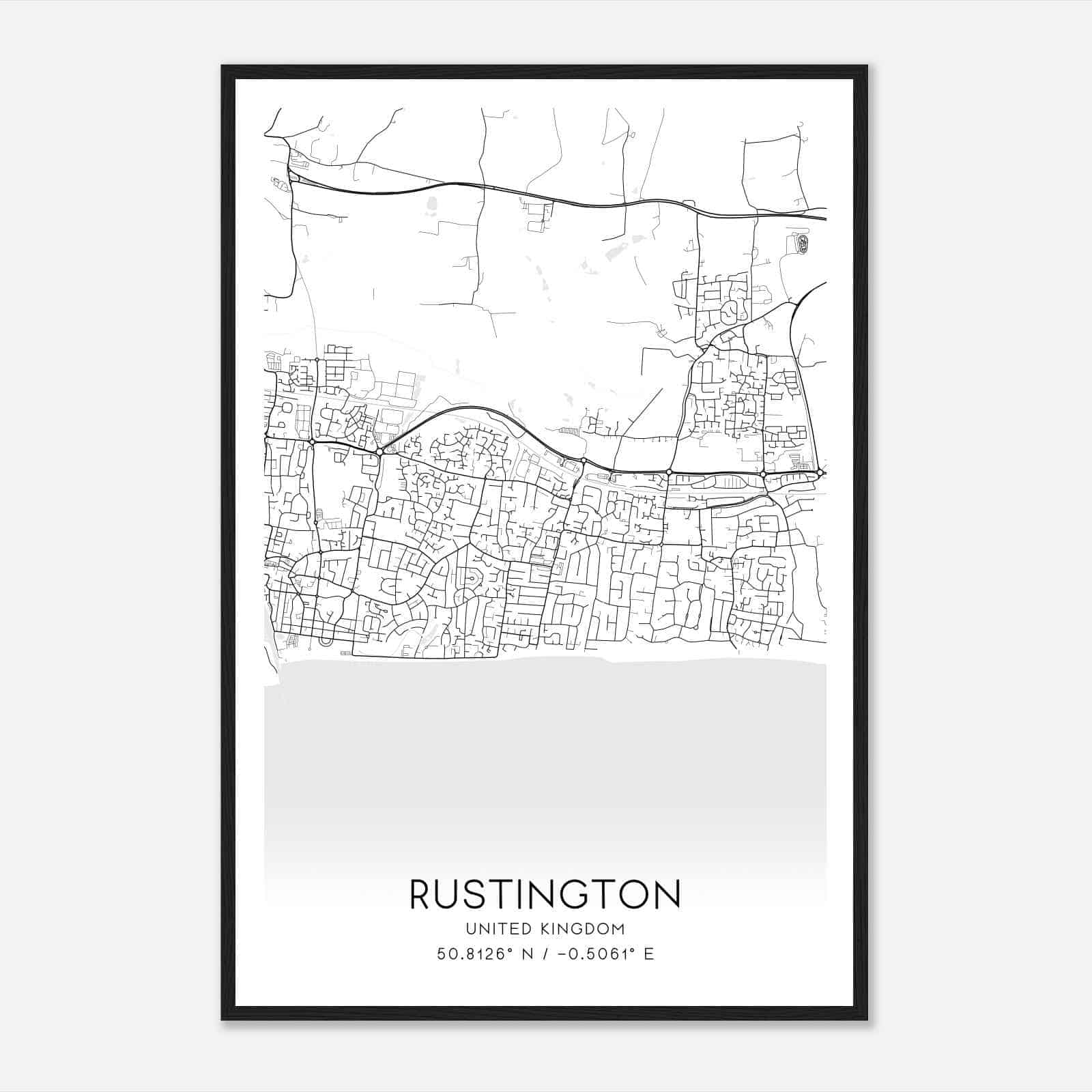 Rustington United Kingdom Map Poster, Modern Home Decor Wall Art Print ...