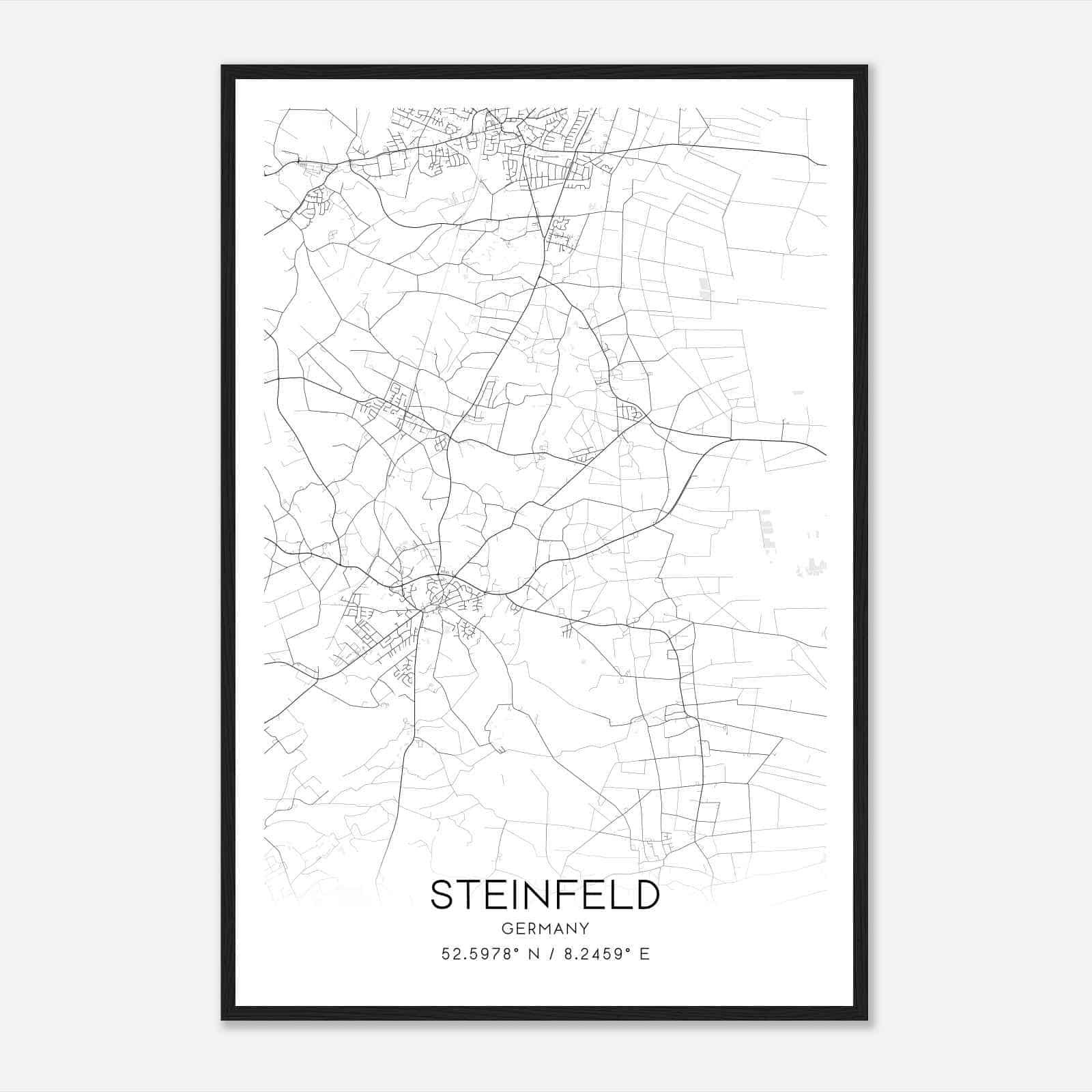 Steinfeld Germany Map Poster, Modern Home Decor Wall Art Print - Custom ...