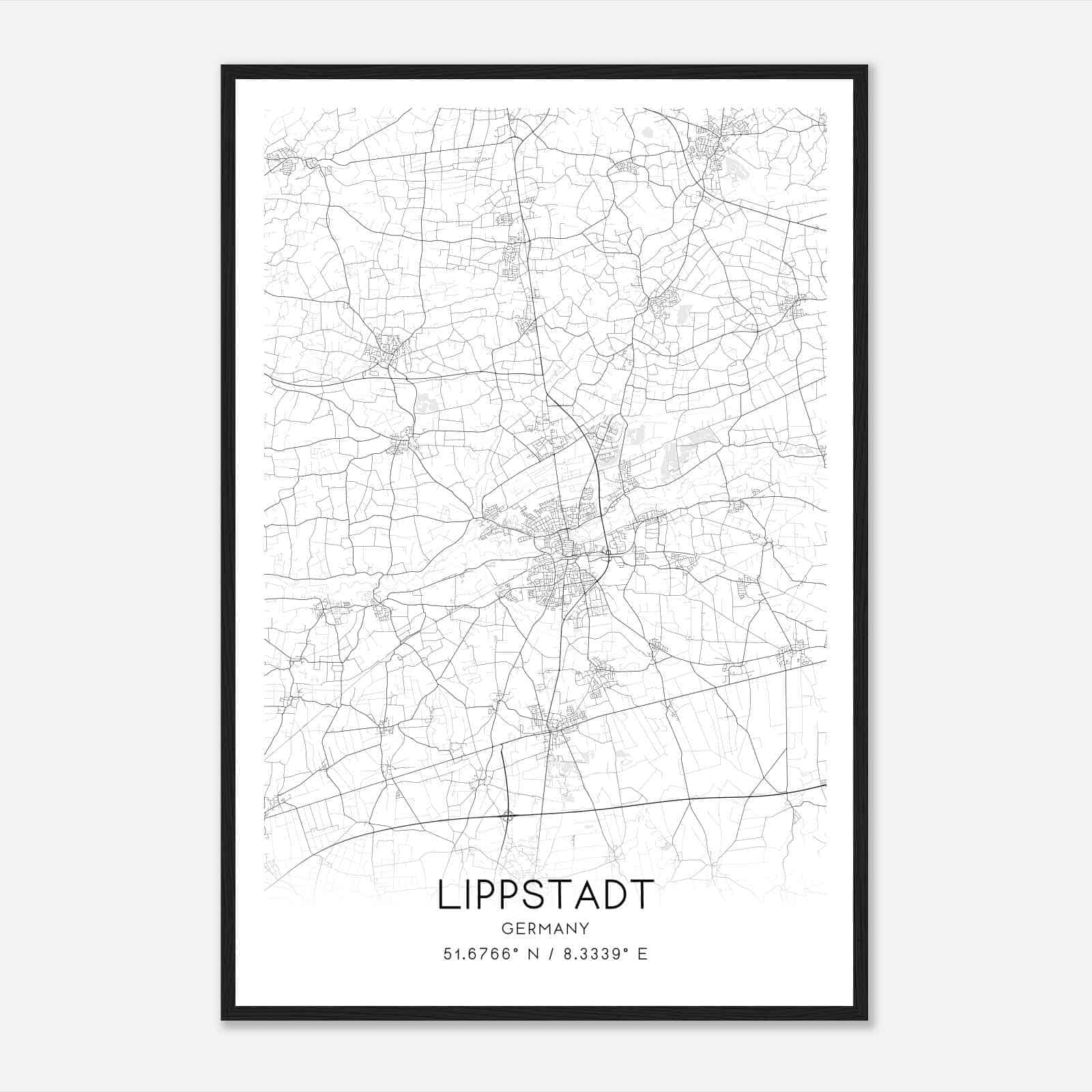Lippstadt Germany Map Poster, Modern Home Decor Wall Art Print - Custom ...