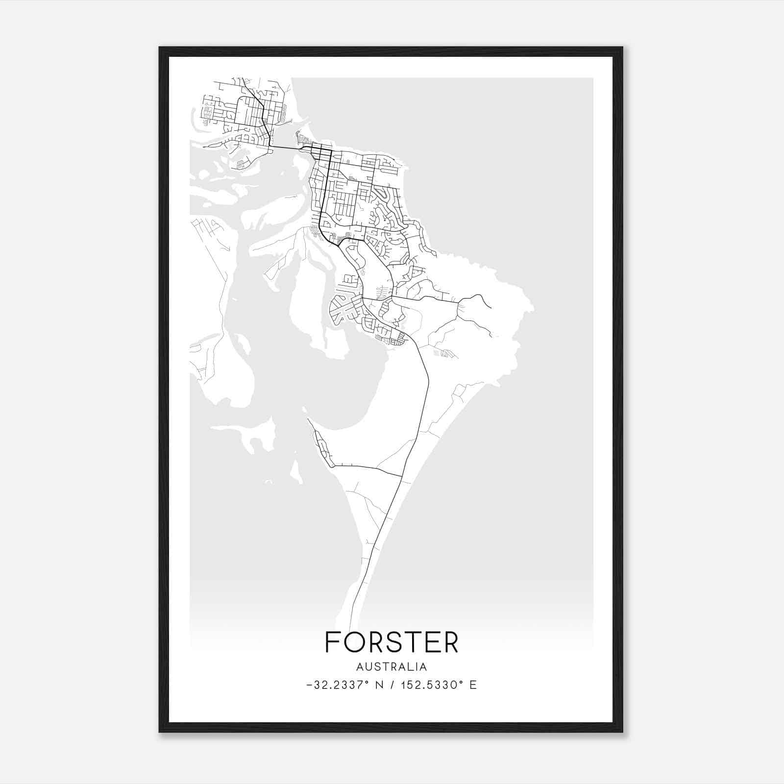 Forster Australia Map Poster, Modern Home Decor Wall Art Print - Custom ...