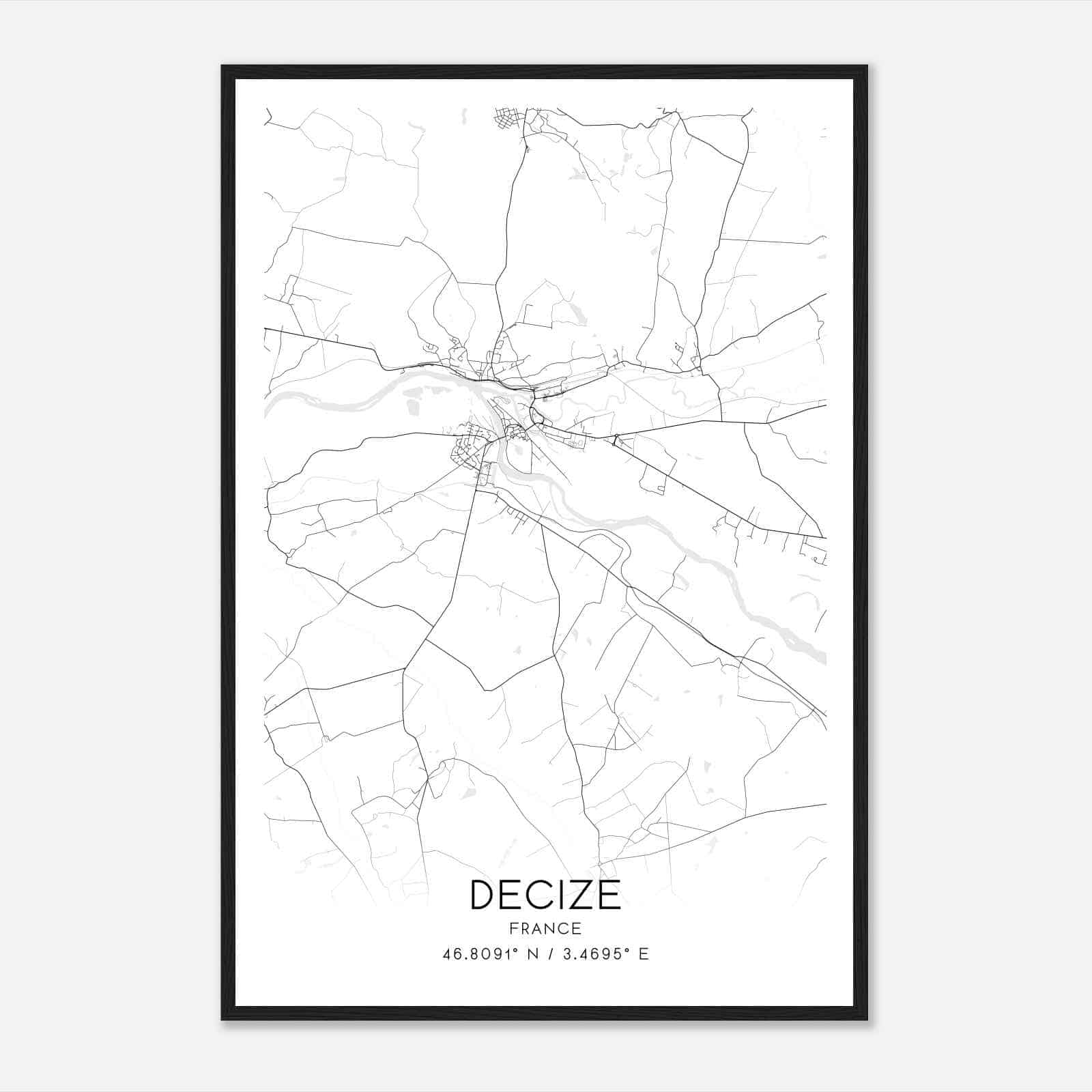 Decize France Map Poster, Modern Home Decor Wall Art Print - Custom ...