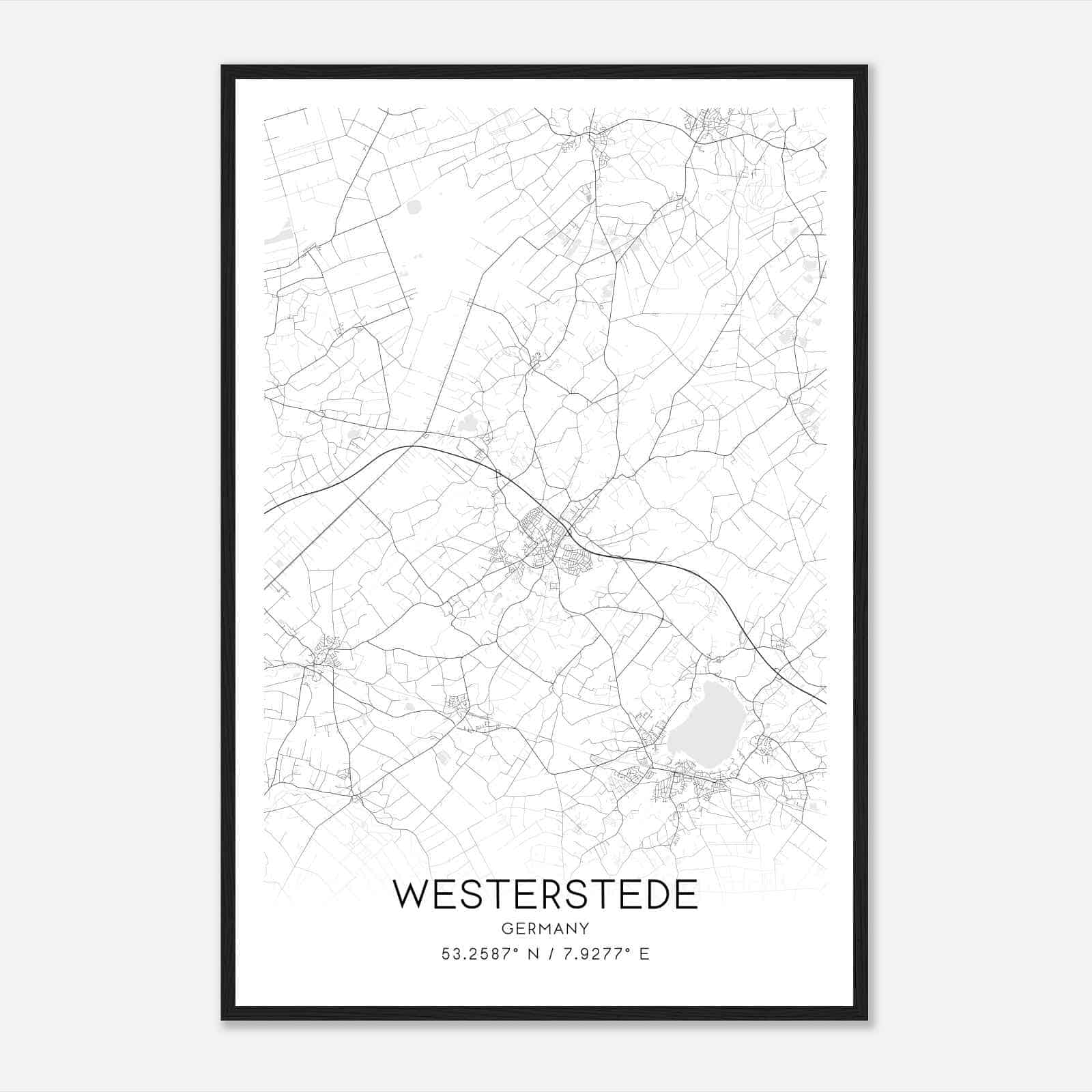 Westerstede Germany Map Poster, Modern Home Decor Wall Art Print ...