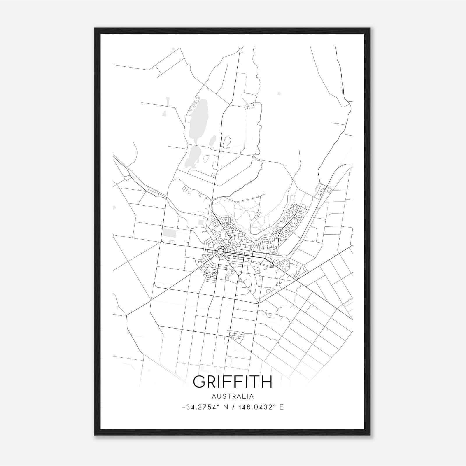 Griffith Australia Map Poster, Modern Home Decor Wall Art Print ...