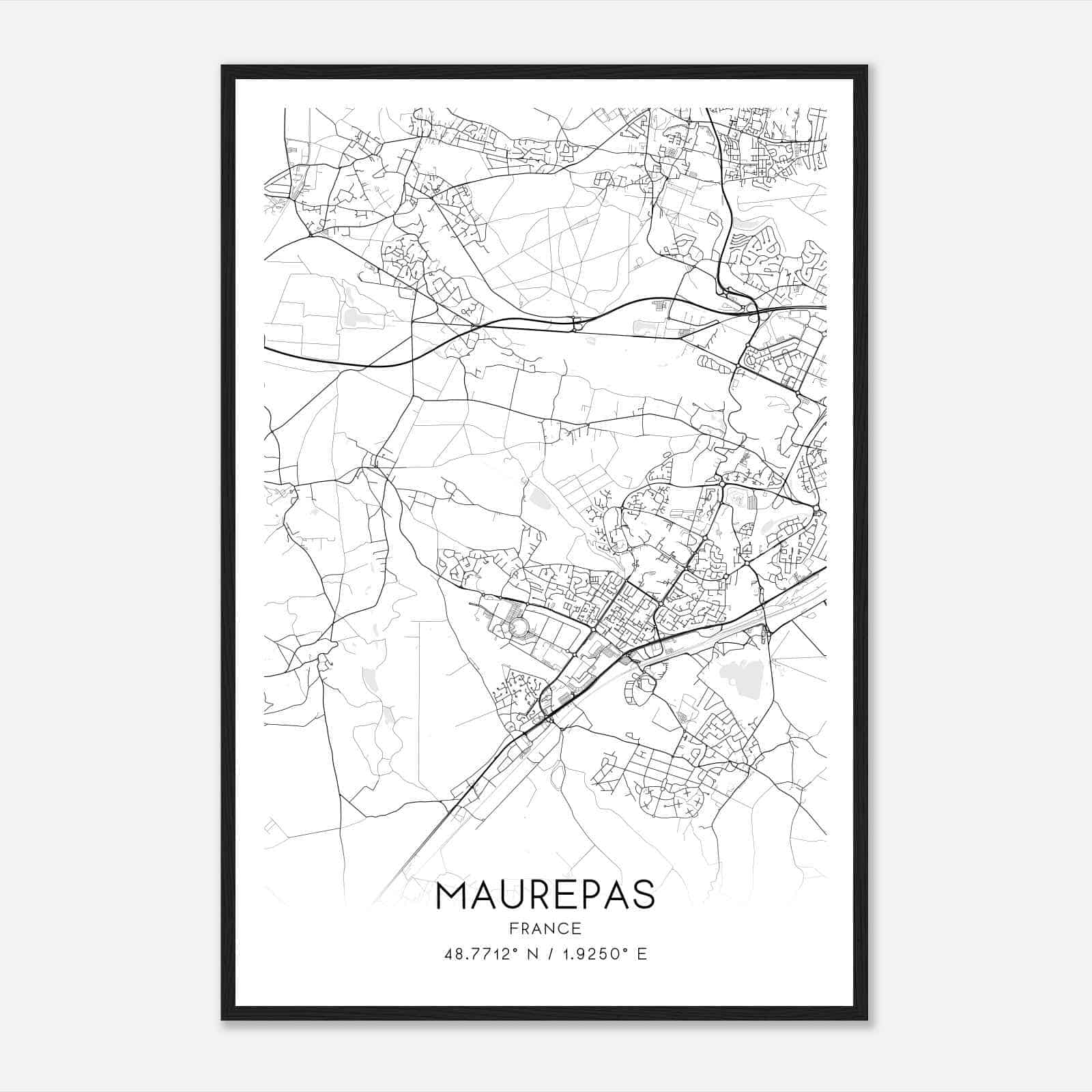 Maurepas France Map Poster, Modern Home Decor Wall Art Print - Custom ...