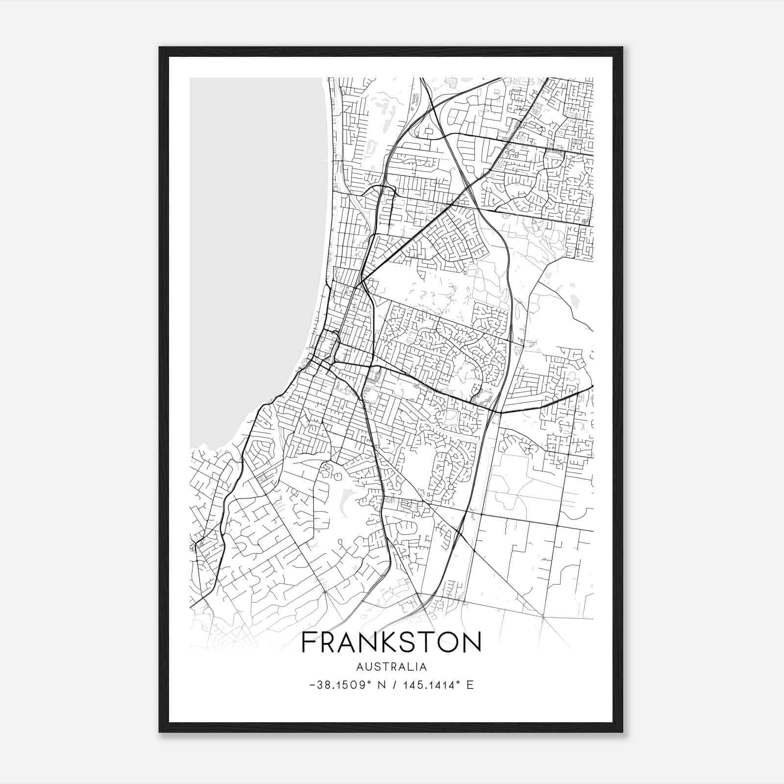 Frankston Australia Map Poster, Modern Home Decor Wall Art Print ...