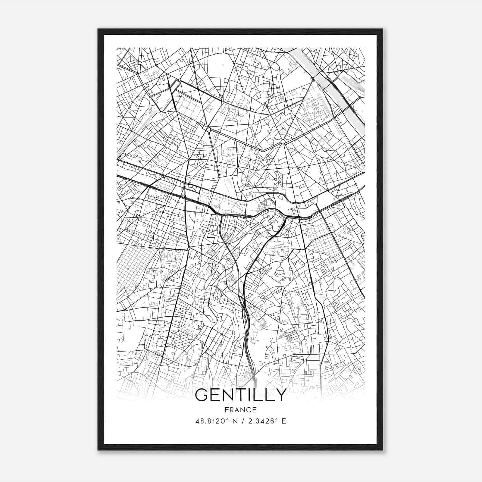 Gentilly France Map Poster, Modern Home Decor Wall Art Print - Custom ...