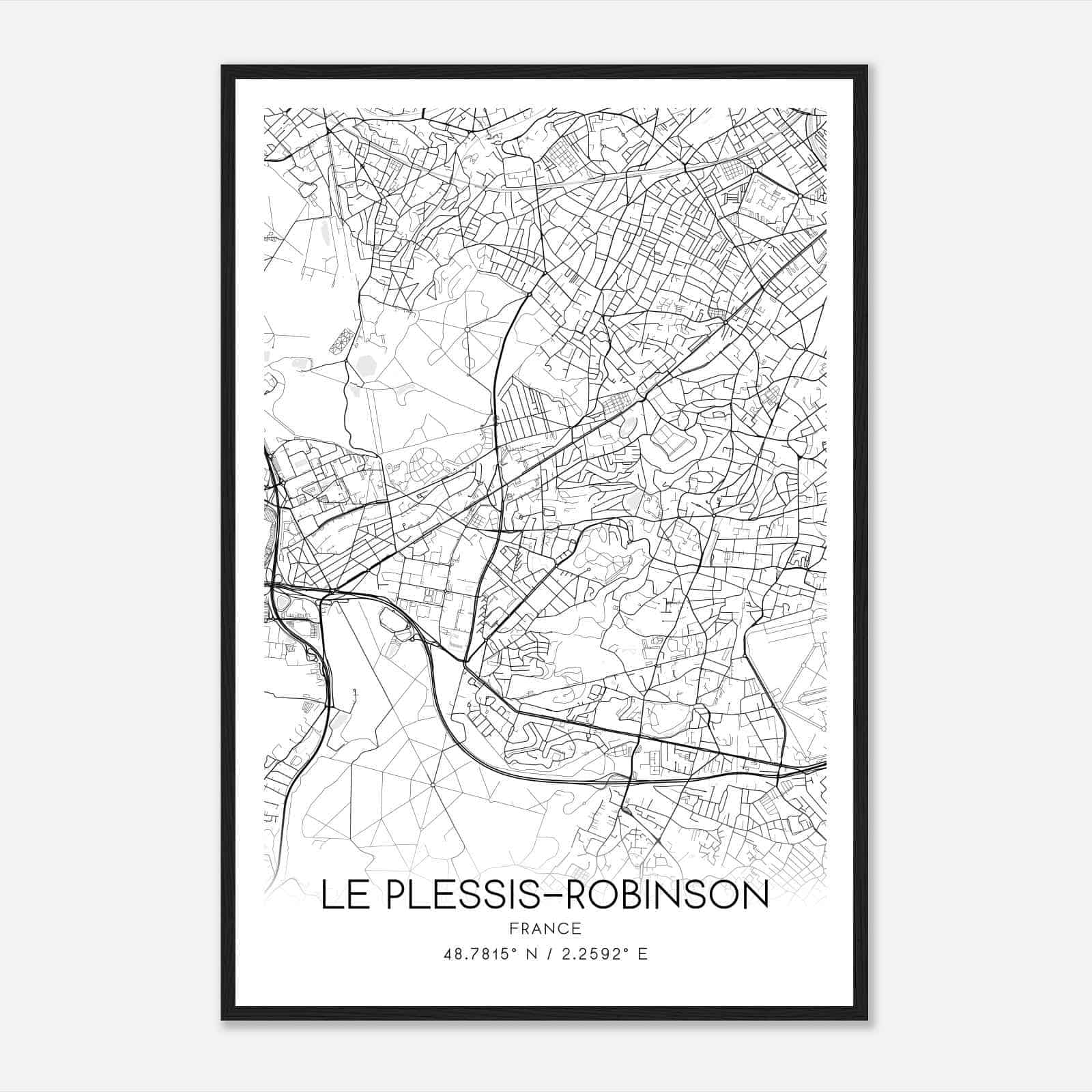 Le Plessis-Robinson France Map Poster, Modern Home Decor Wall Art Print ...