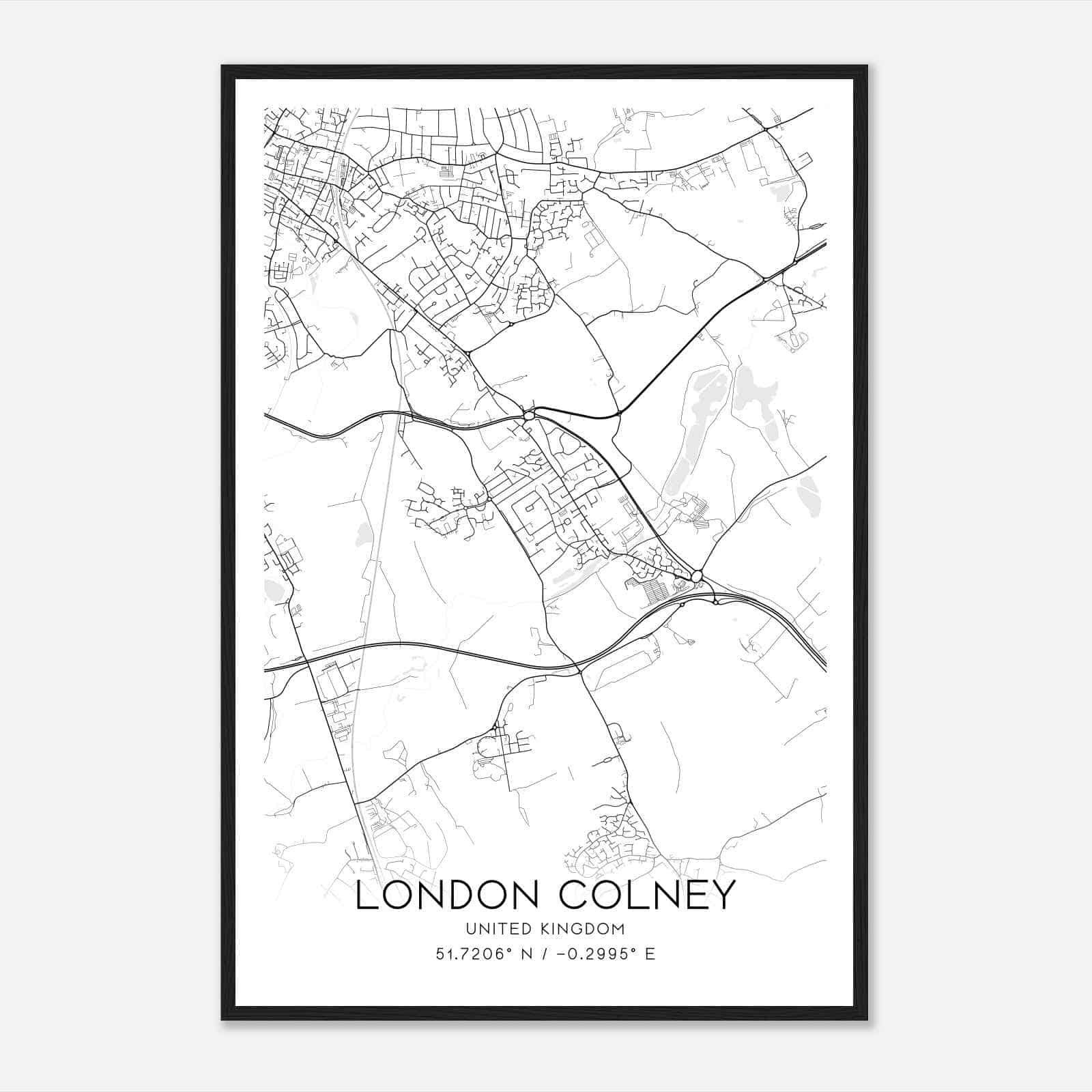 London Colney United Kingdom Map Poster, Modern Home Decor Wall Art ...