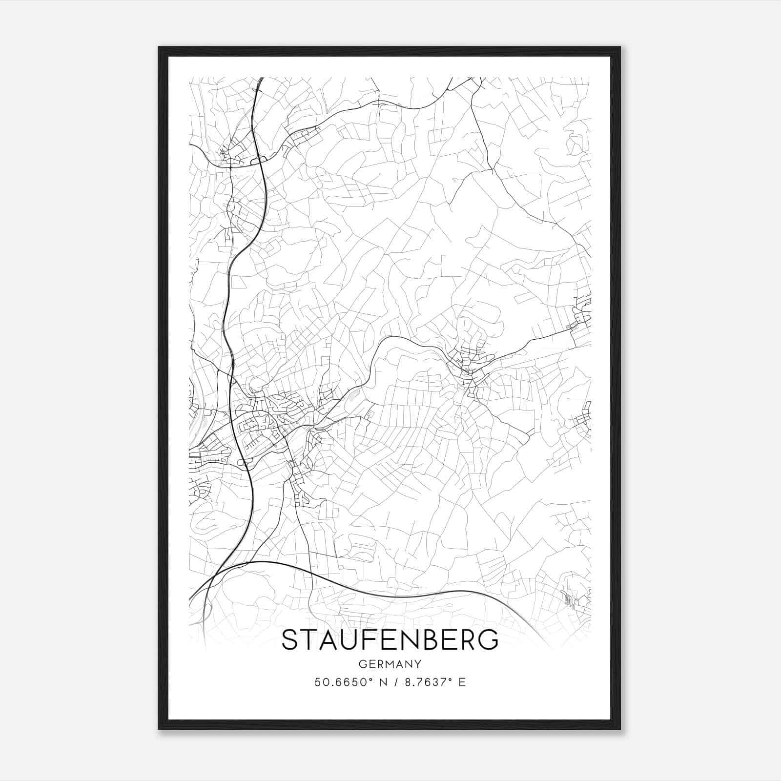 Staufenberg Germany Map Poster, Modern Home Decor Wall Art Print ...