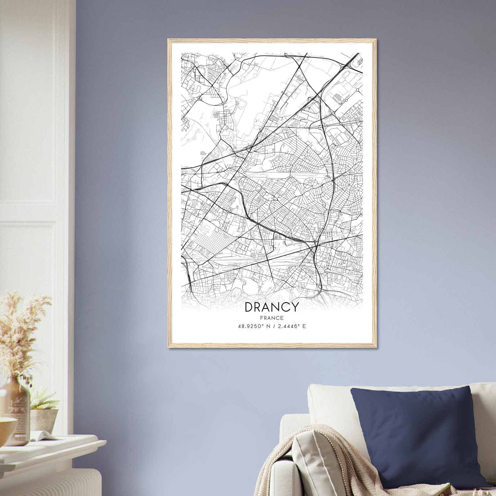 Drancy France Map Poster, Modern Home Decor Wall Art Print - Custom ...