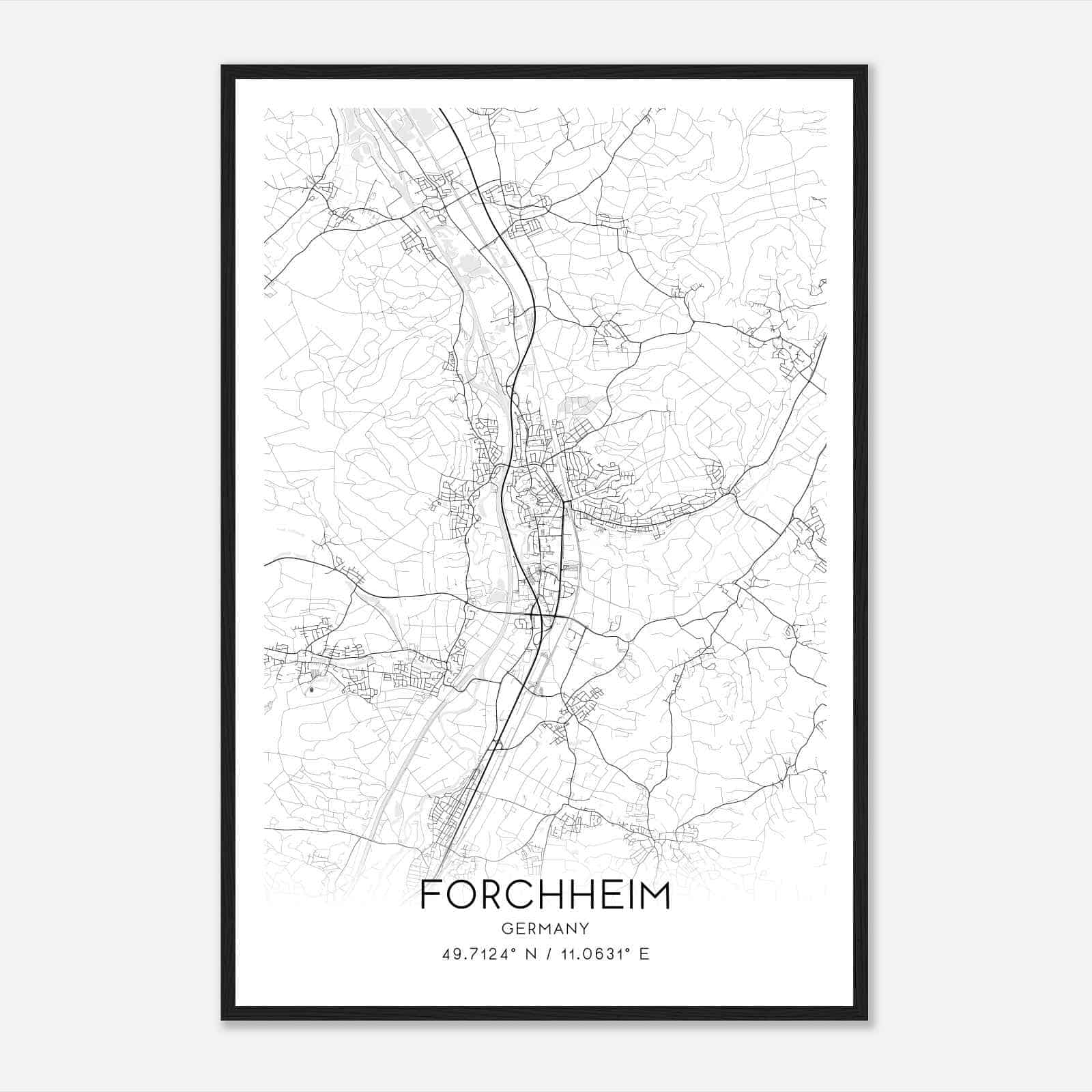 Forchheim Germany Map Poster, Modern Home Decor Wall Art Print - Custom ...