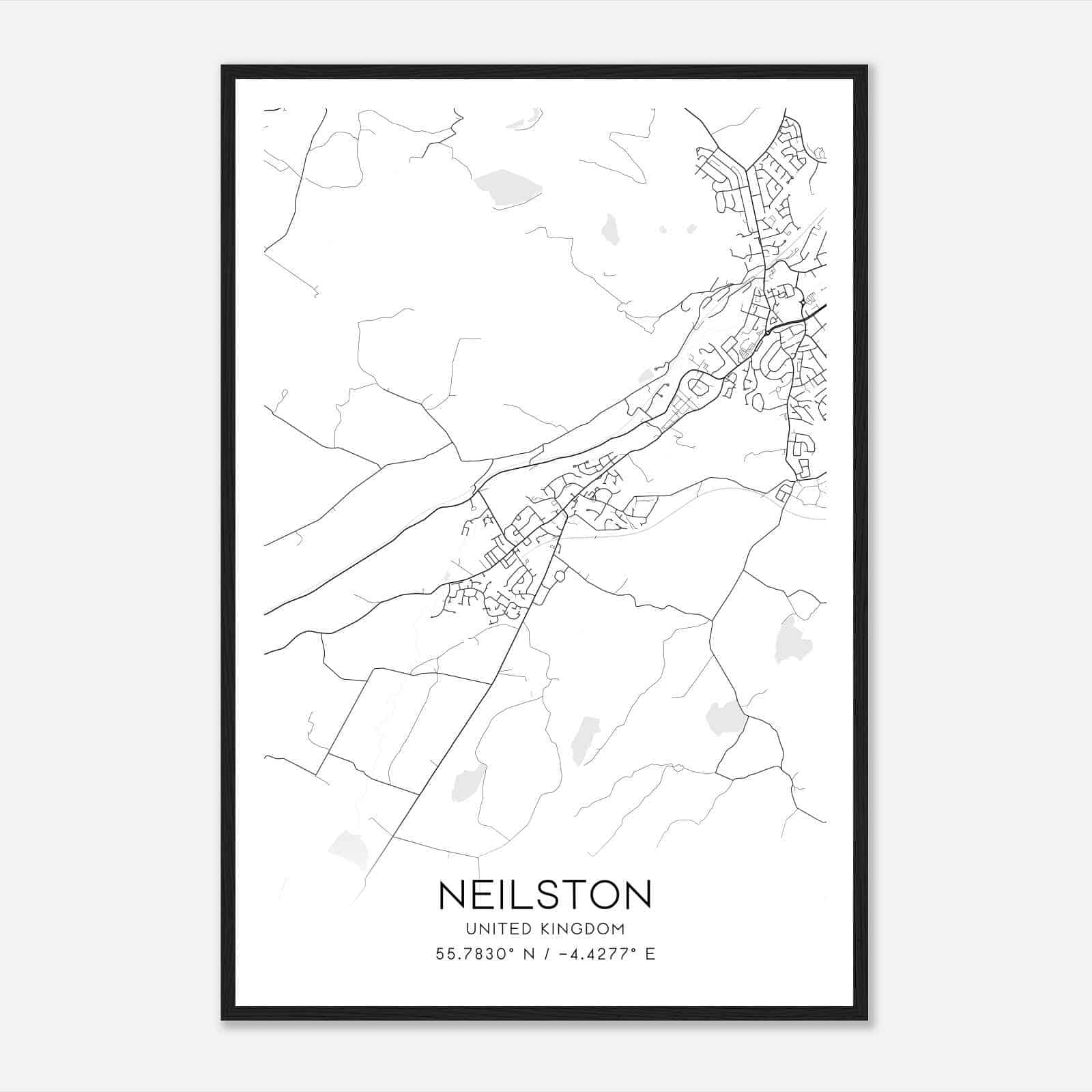Neilston United Kingdom Map Poster, Modern Home Decor Wall Art Print ...