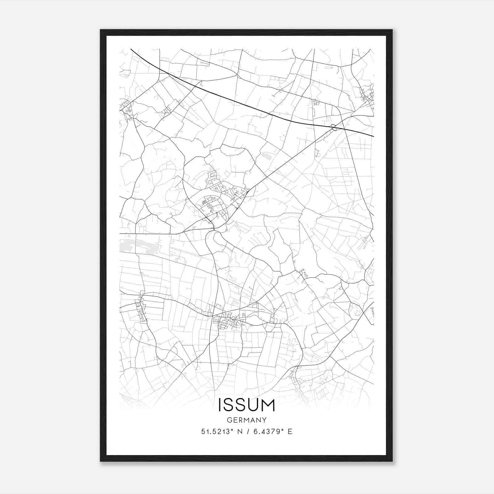 Issum Germany Map Poster, Modern Home Decor Wall Art Print - Custom ...