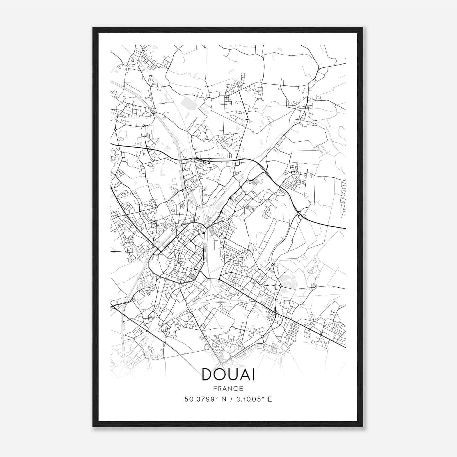 Douai France Map Poster, Modern Home Decor Wall Art Print - Custom Maps ...