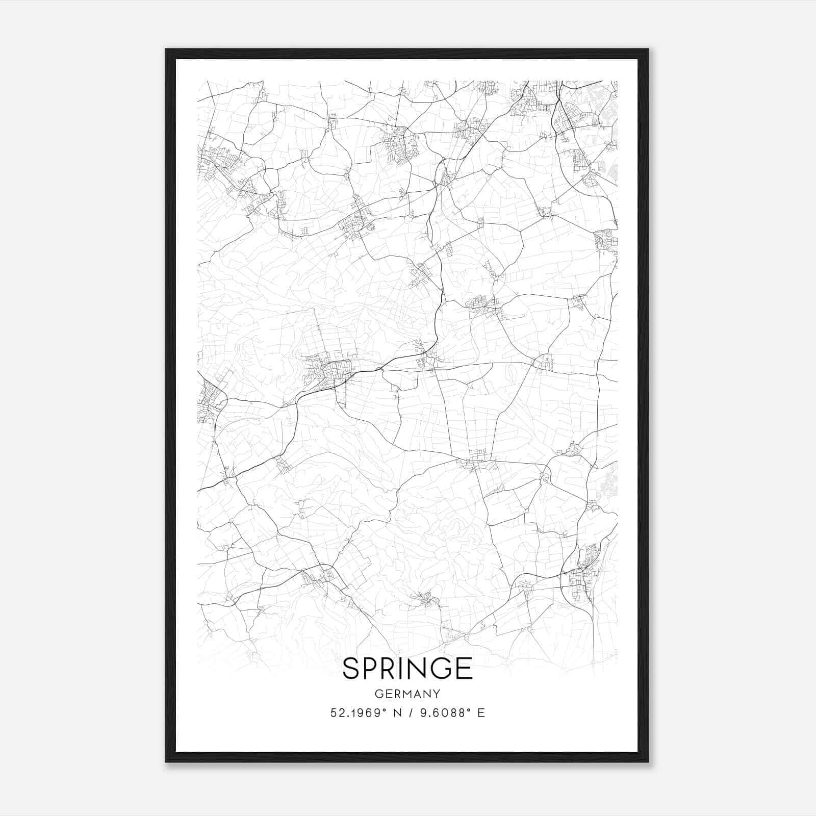 Springe Germany Map Poster, Modern Home Decor Wall Art Print - Custom ...