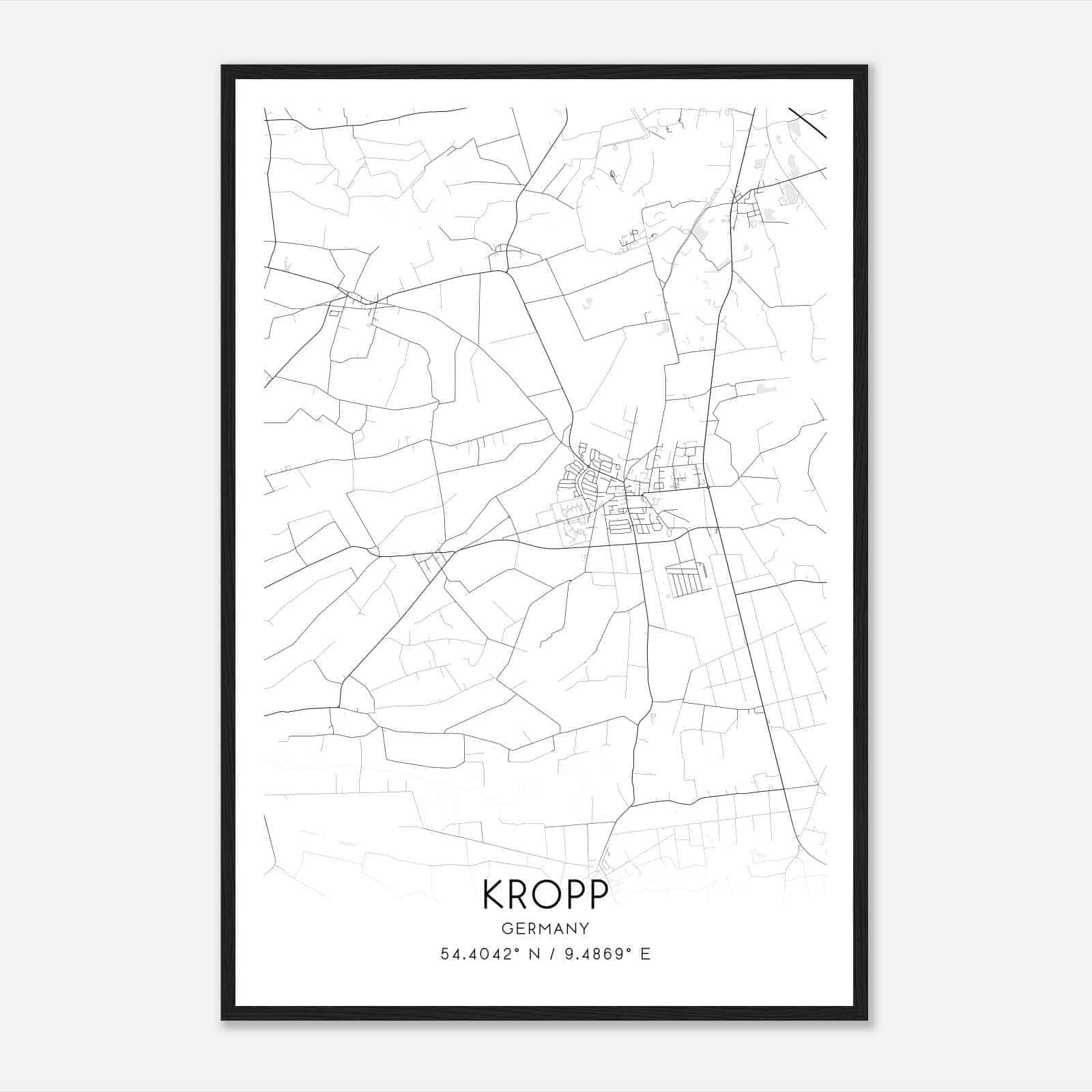 Kropp Germany Map Poster, Modern Home Decor Wall Art Print - Custom ...