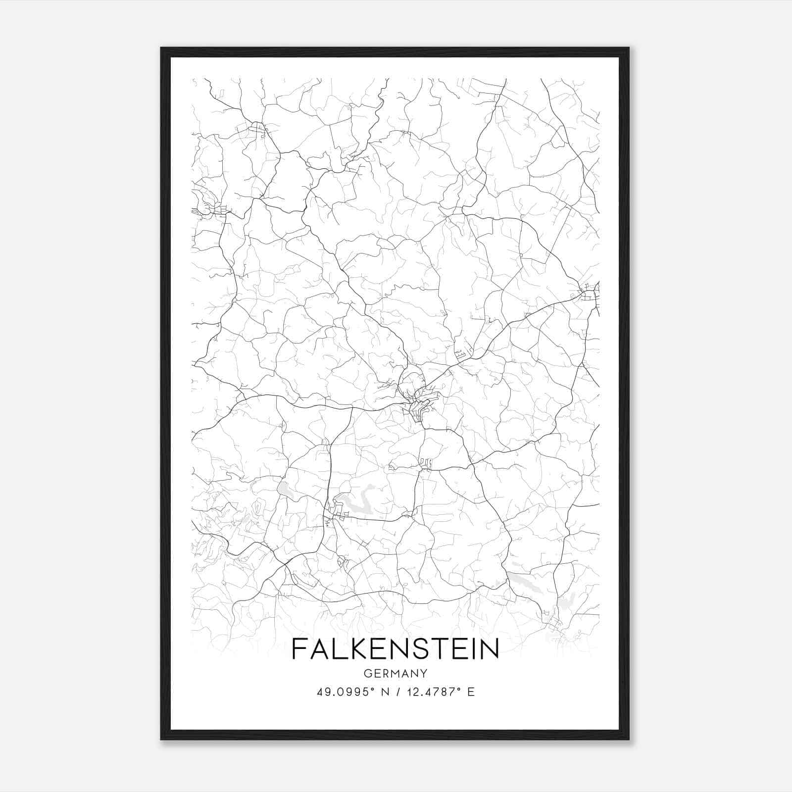 Falkenstein Germany Map Poster, Modern Home Decor Wall Art Print ...