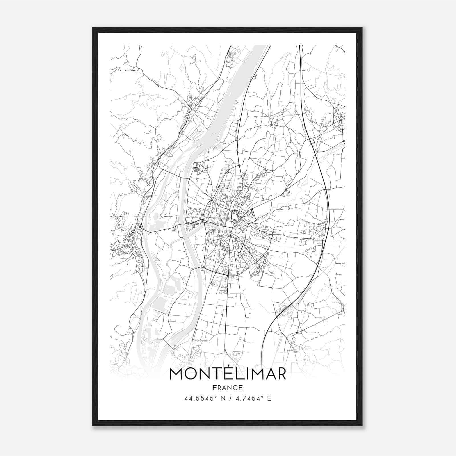 Montelimar France Map Poster, Modern Home Decor Wall Art Print - Custom Maps & Posters