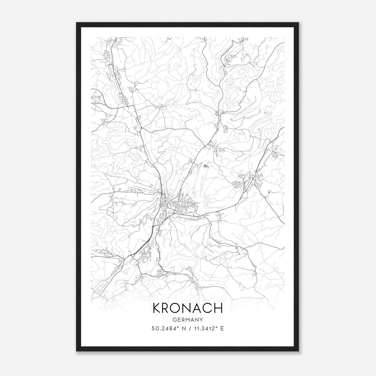 Kronach Germany Map Poster, Modern Home Decor Wall Art Print - Custom ...
