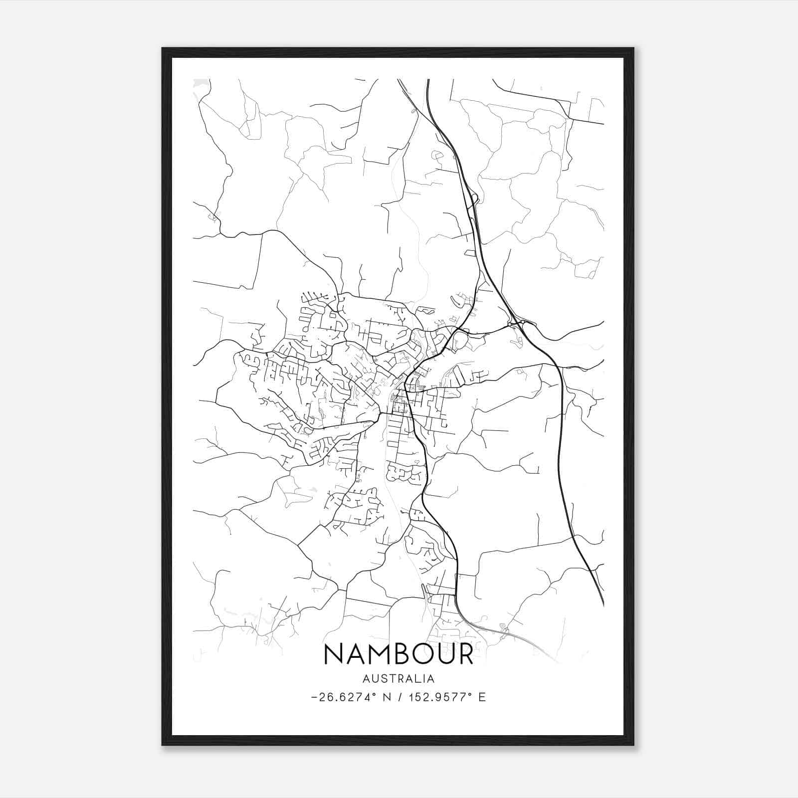 Nambour Australia Map Poster, Modern Home Decor Wall Art Print - Custom ...