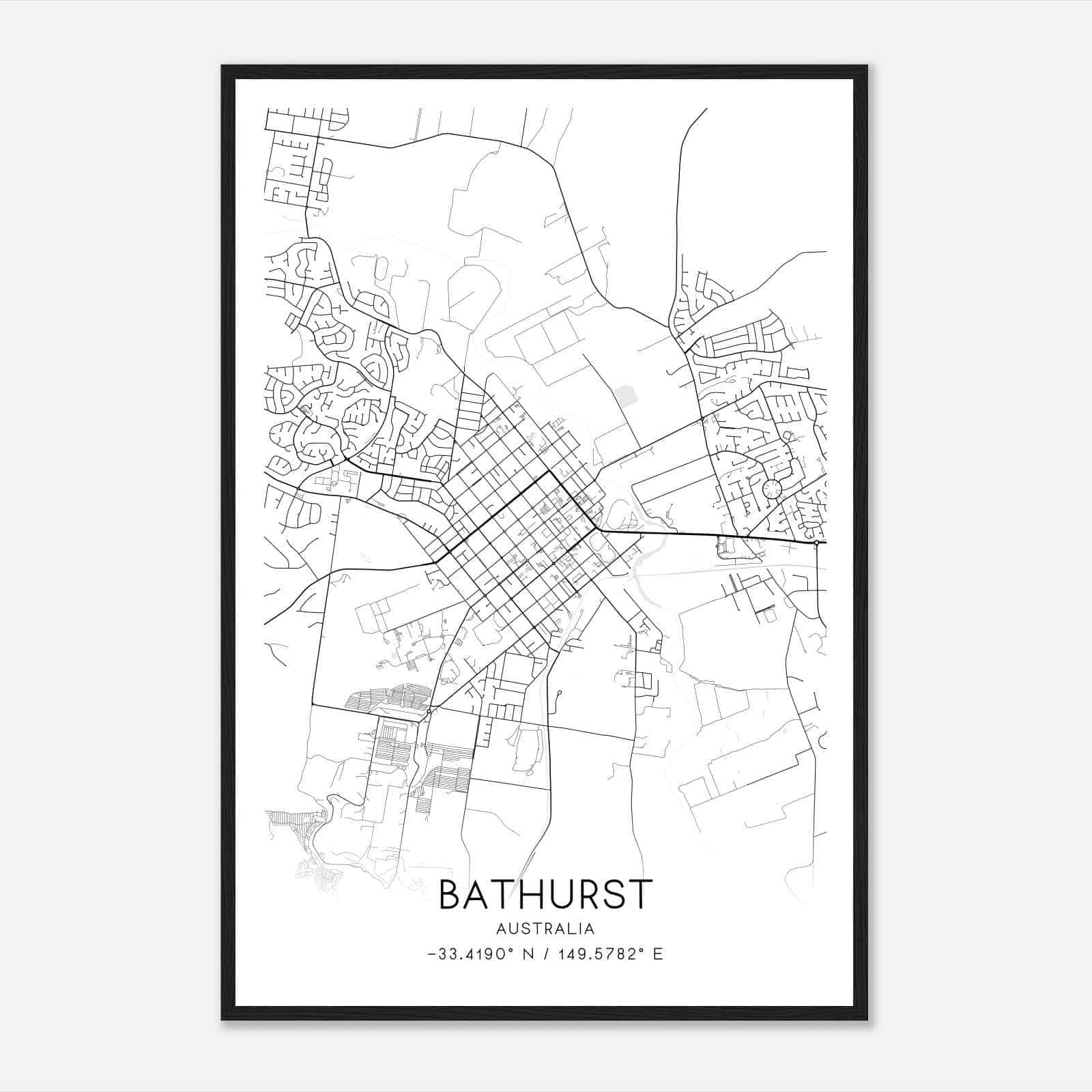 Bathurst Australia Map Poster, Modern Home Decor Wall Art Print ...
