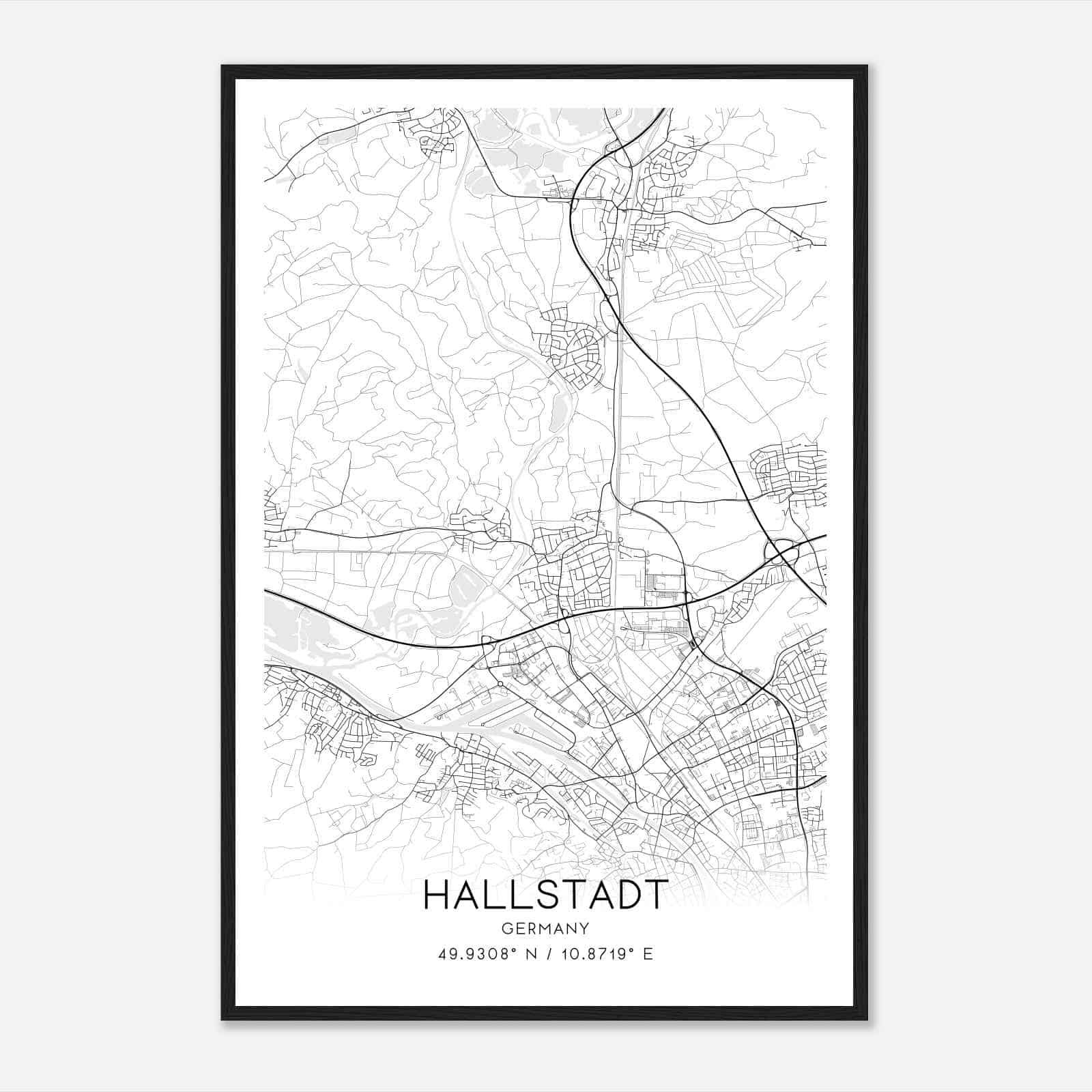 Hallstadt Germany Map Poster, Modern Home Decor Wall Art Print - Custom ...