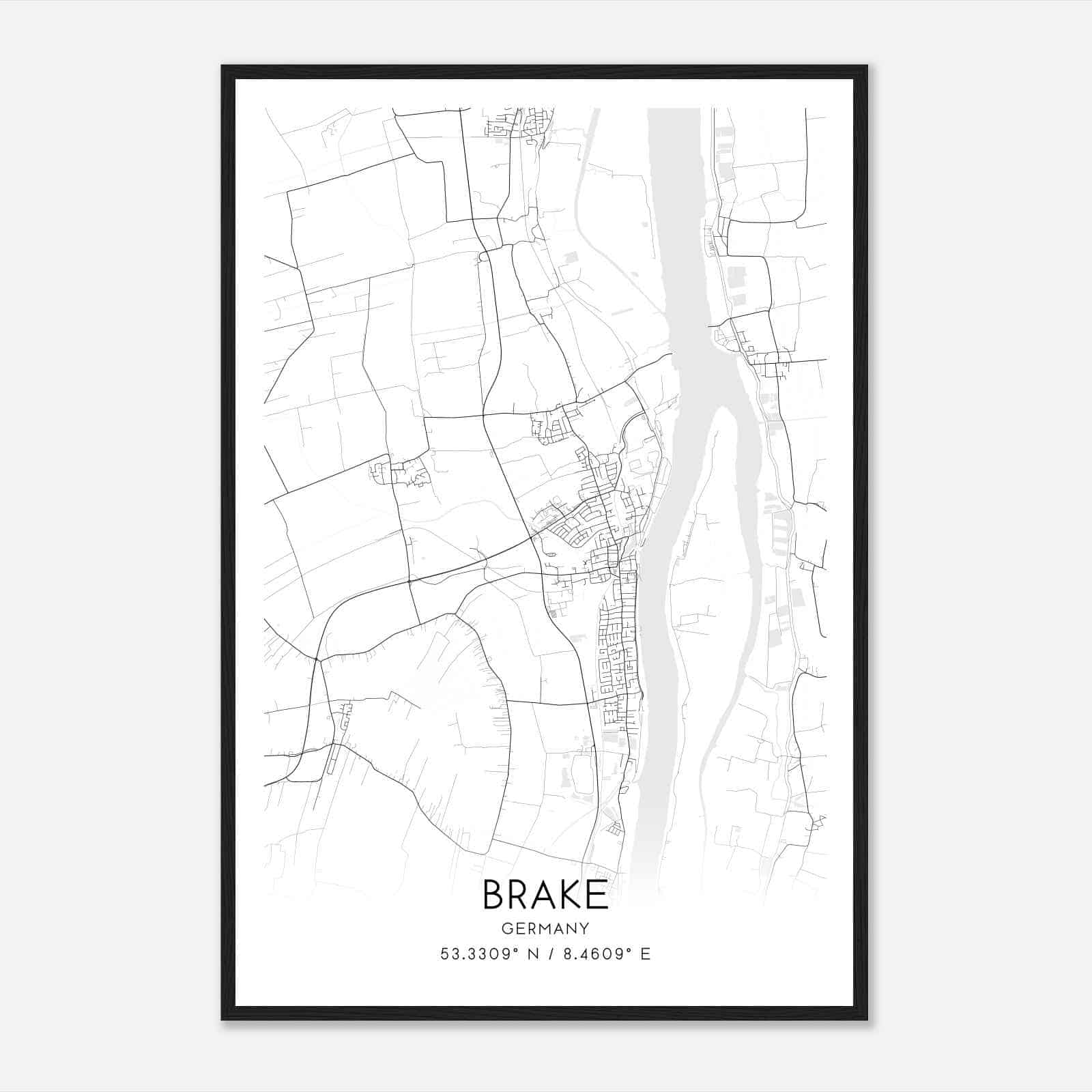 Brake Germany Map Poster, Modern Home Decor Wall Art Print - Custom ...