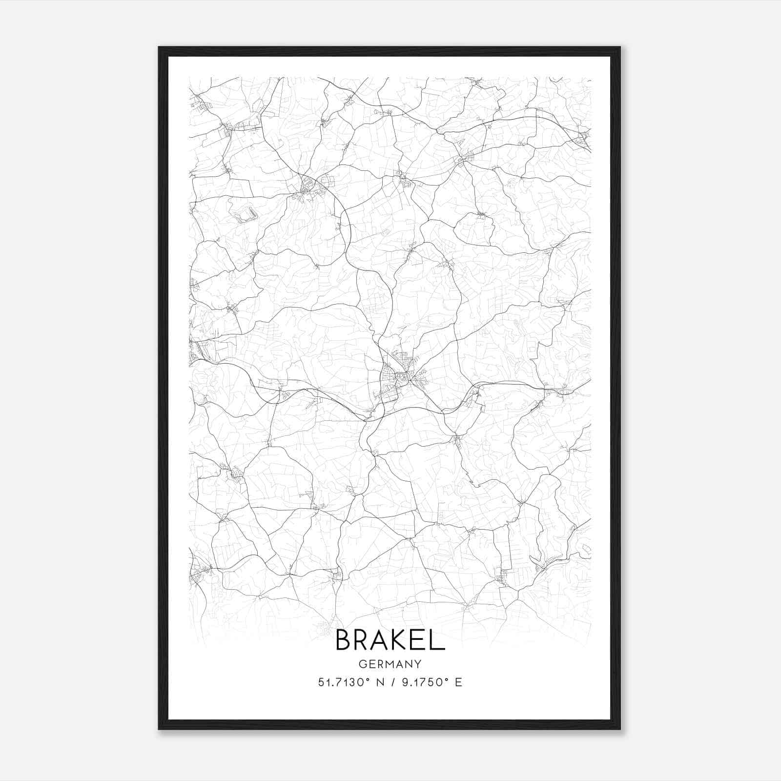 Brakel Germany Map Poster, Modern Home Decor Wall Art Print - Custom ...