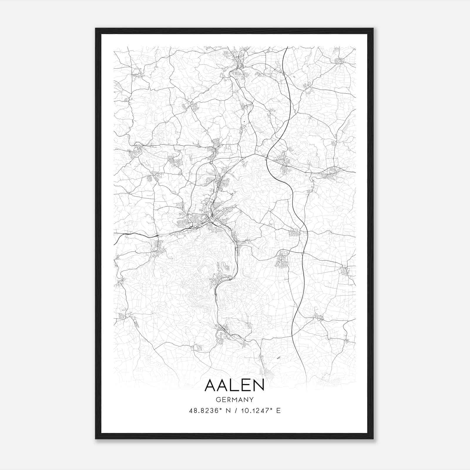 Aalen Germany Map Poster, Modern Home Decor Wall Art Print - Custom ...
