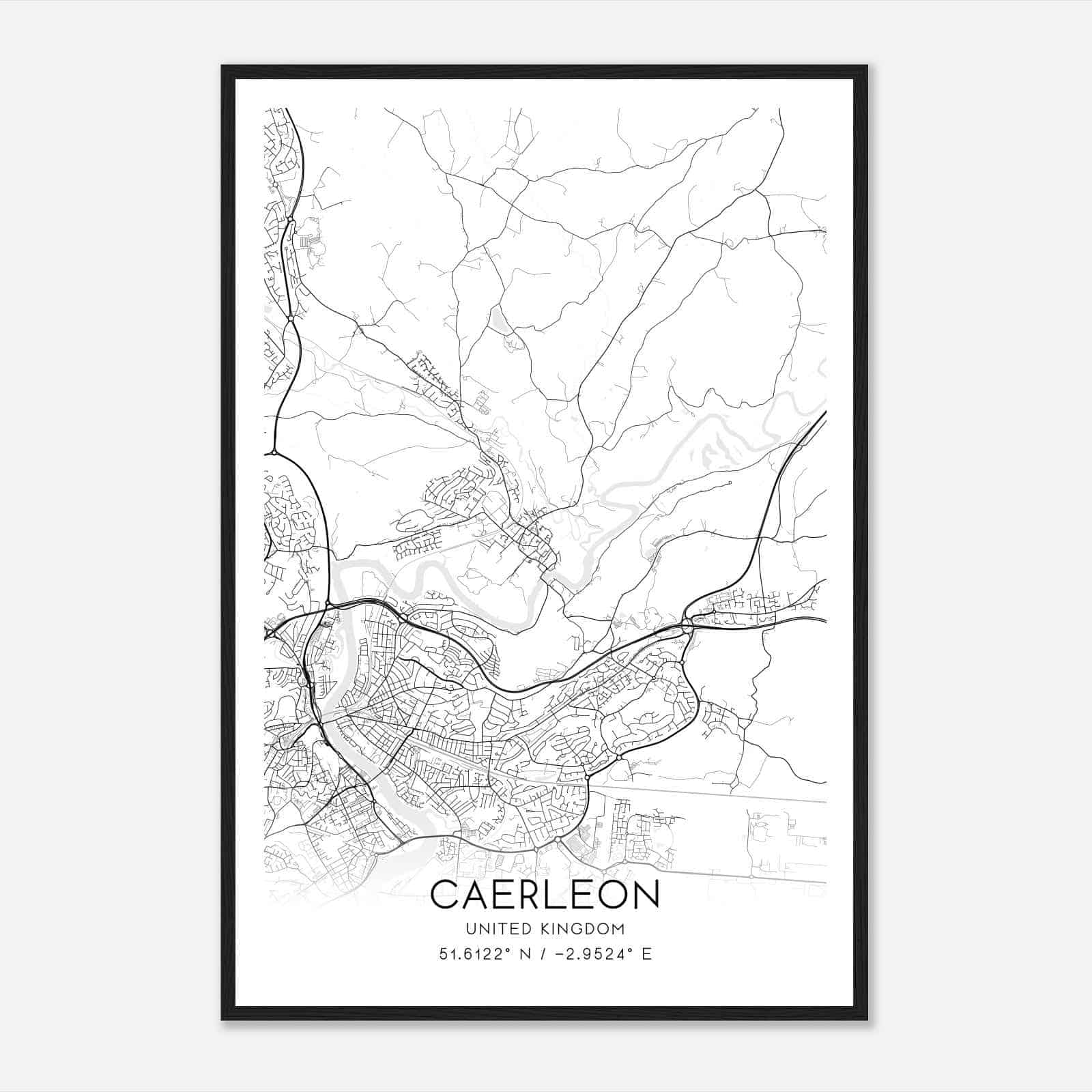 Caerleon United Kingdom Map Poster, Modern Home Decor Wall Art Print ...