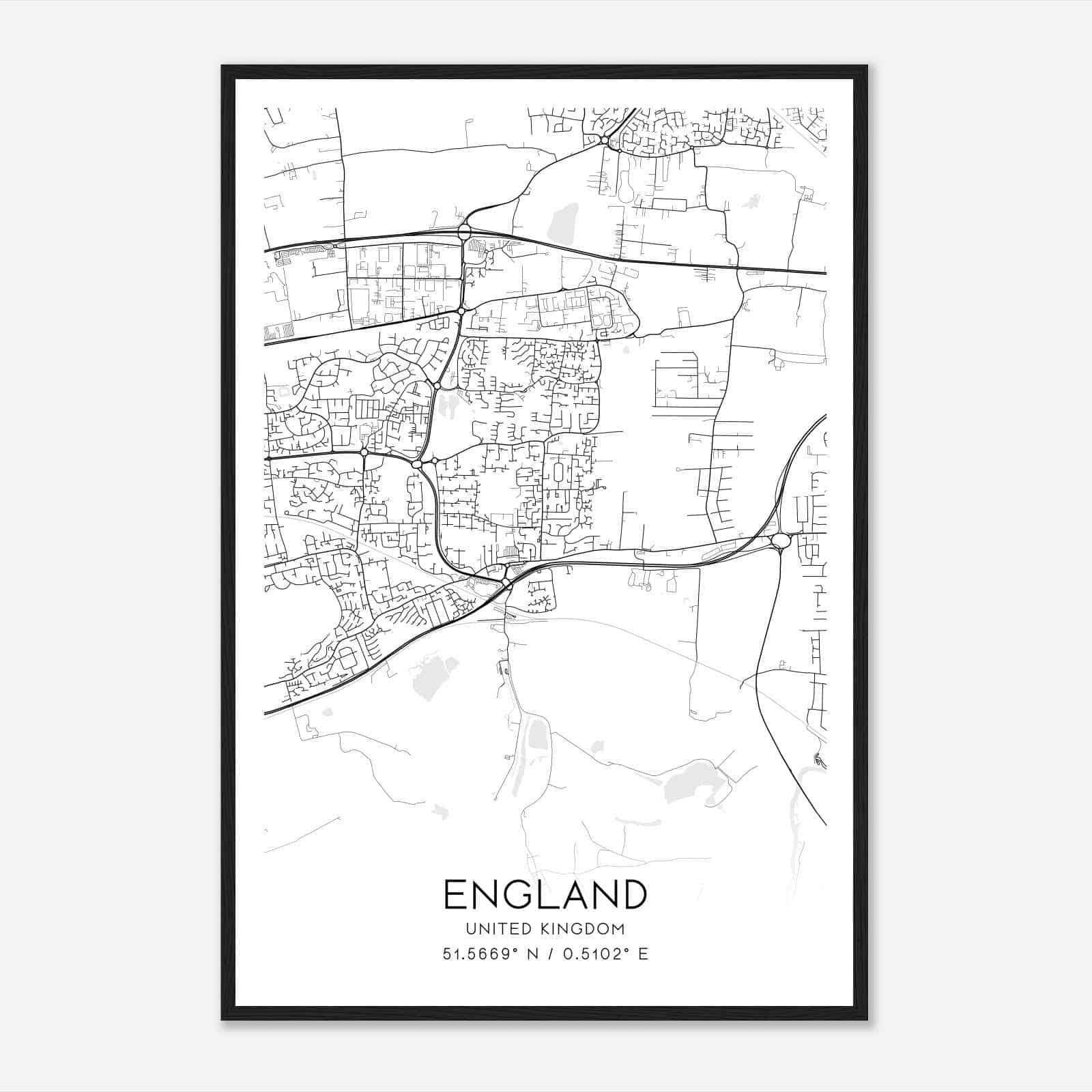 Pitsea United Kingdom Map Poster, Modern Home Decor Wall Art Print ...