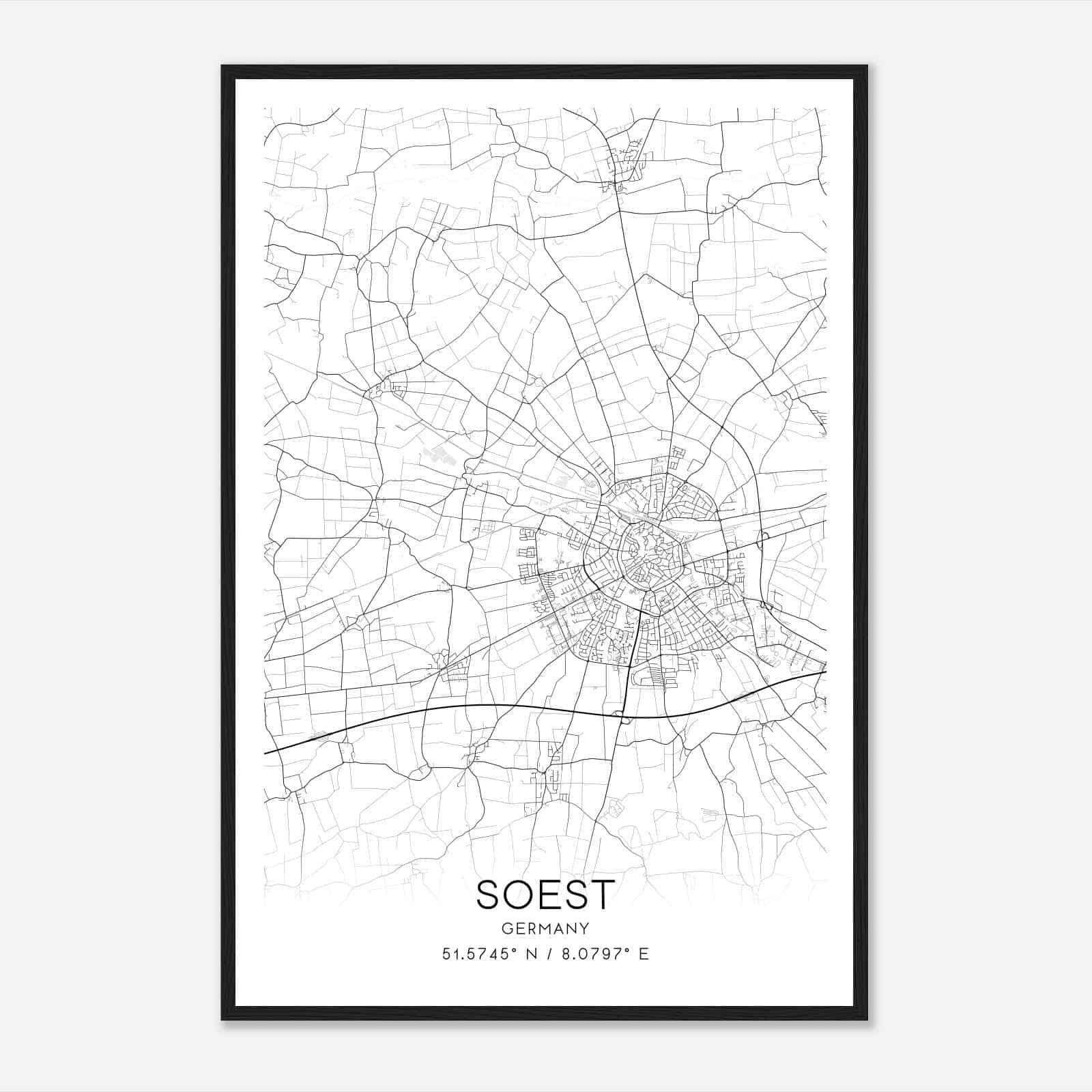 Soest Germany Map Poster, Modern Home Decor Wall Art Print - Custom ...