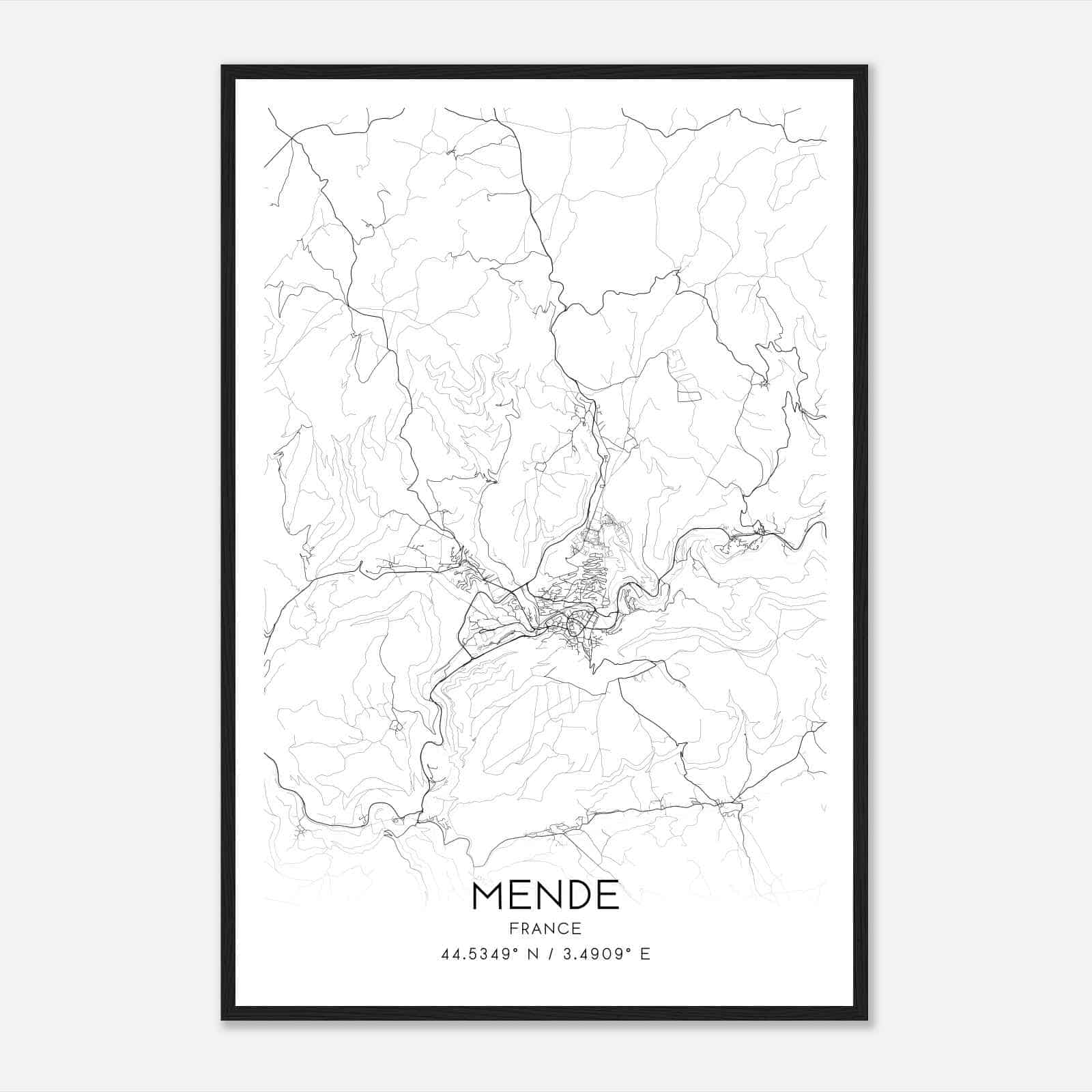 Mende France Map Poster, Modern Home Decor Wall Art Print - Custom Maps ...