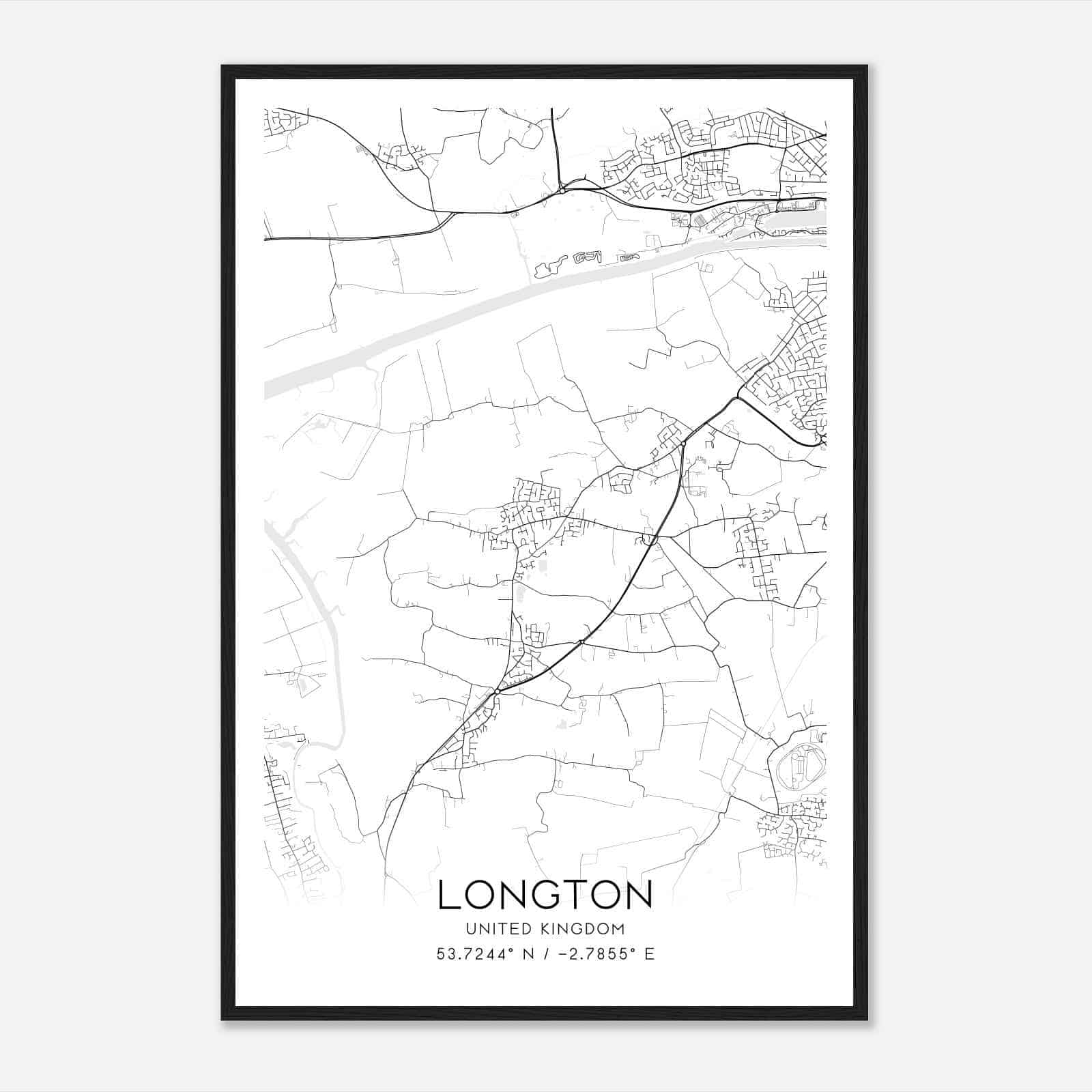 Longton United Kingdom Map Poster, Modern Home Decor Wall Art Print ...