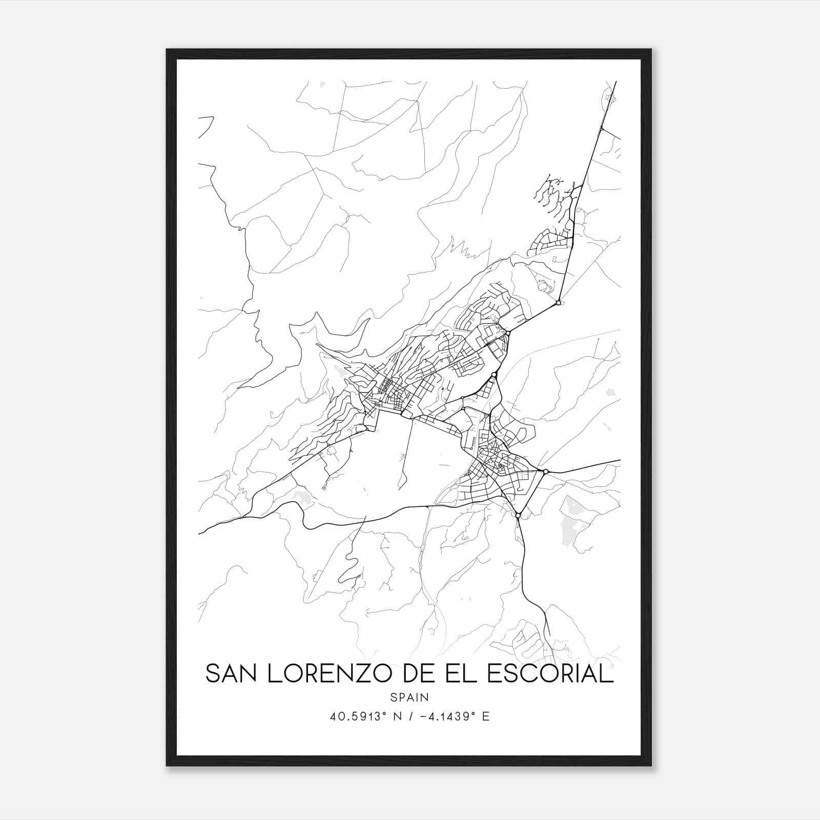 San Lorenzo de El Escorial Spain Map Poster, Modern Home Decor Wall Art ...