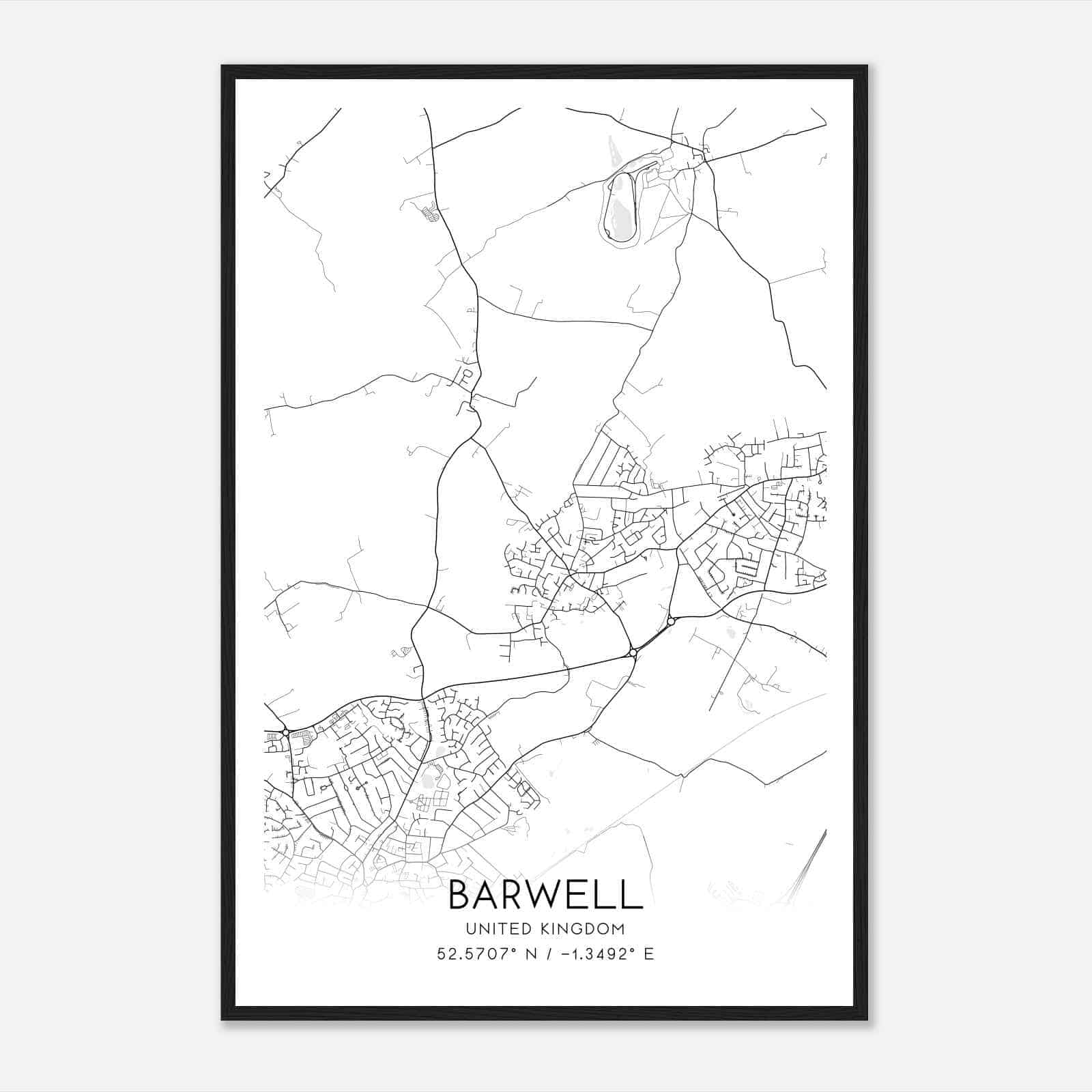 Barwell United Kingdom Map Poster, Modern Home Decor Wall Art Print ...