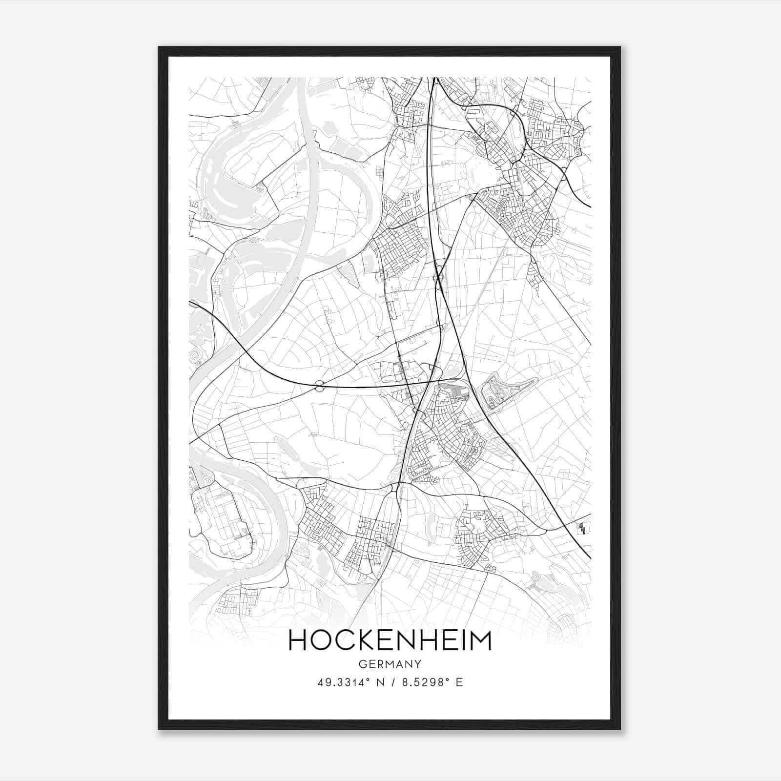 Hockenheim Germany Map Poster, Modern Home Decor Wall Art Print ...