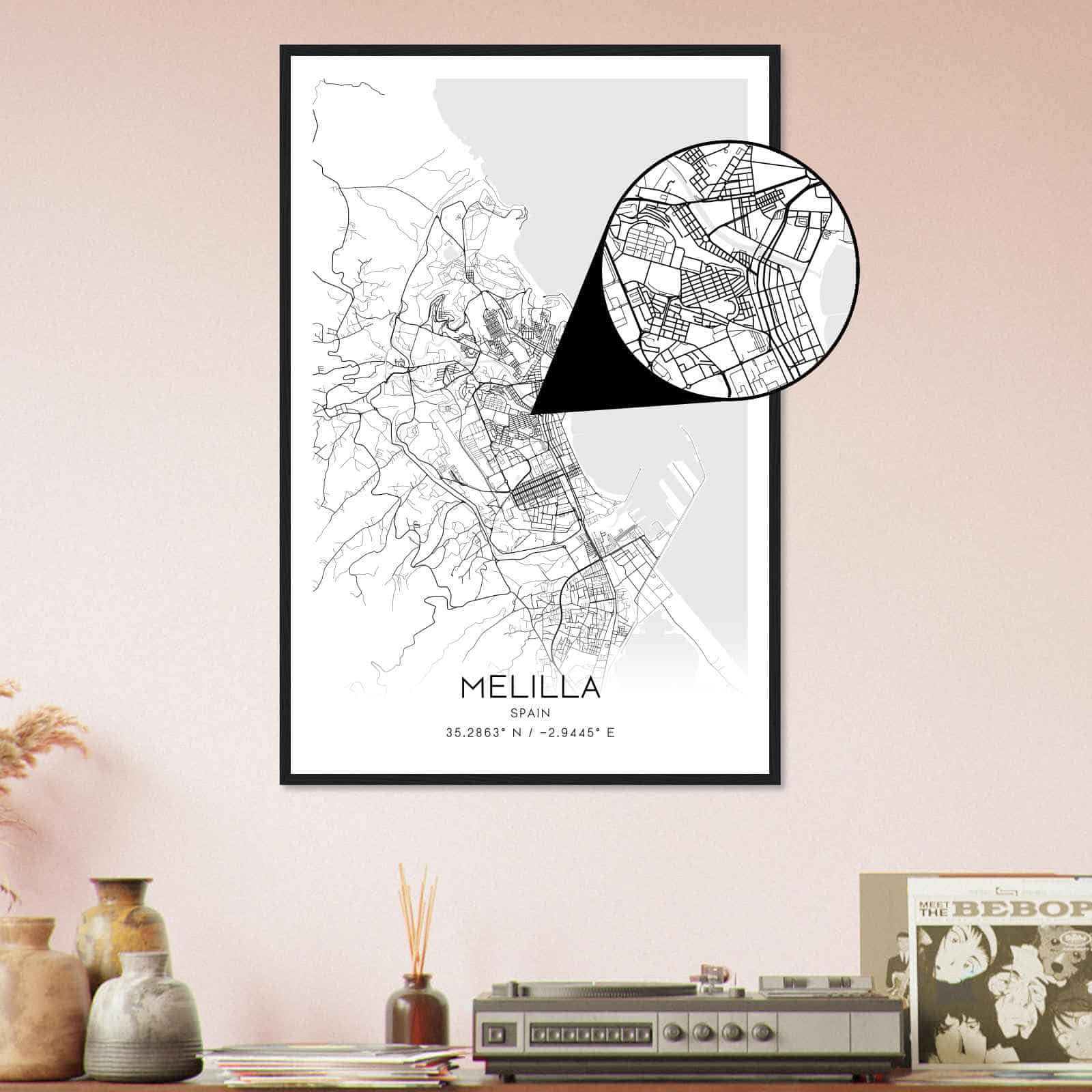 Ciudad de Melilla Spain Map Poster, Modern Home Decor Wall Art Print ...
