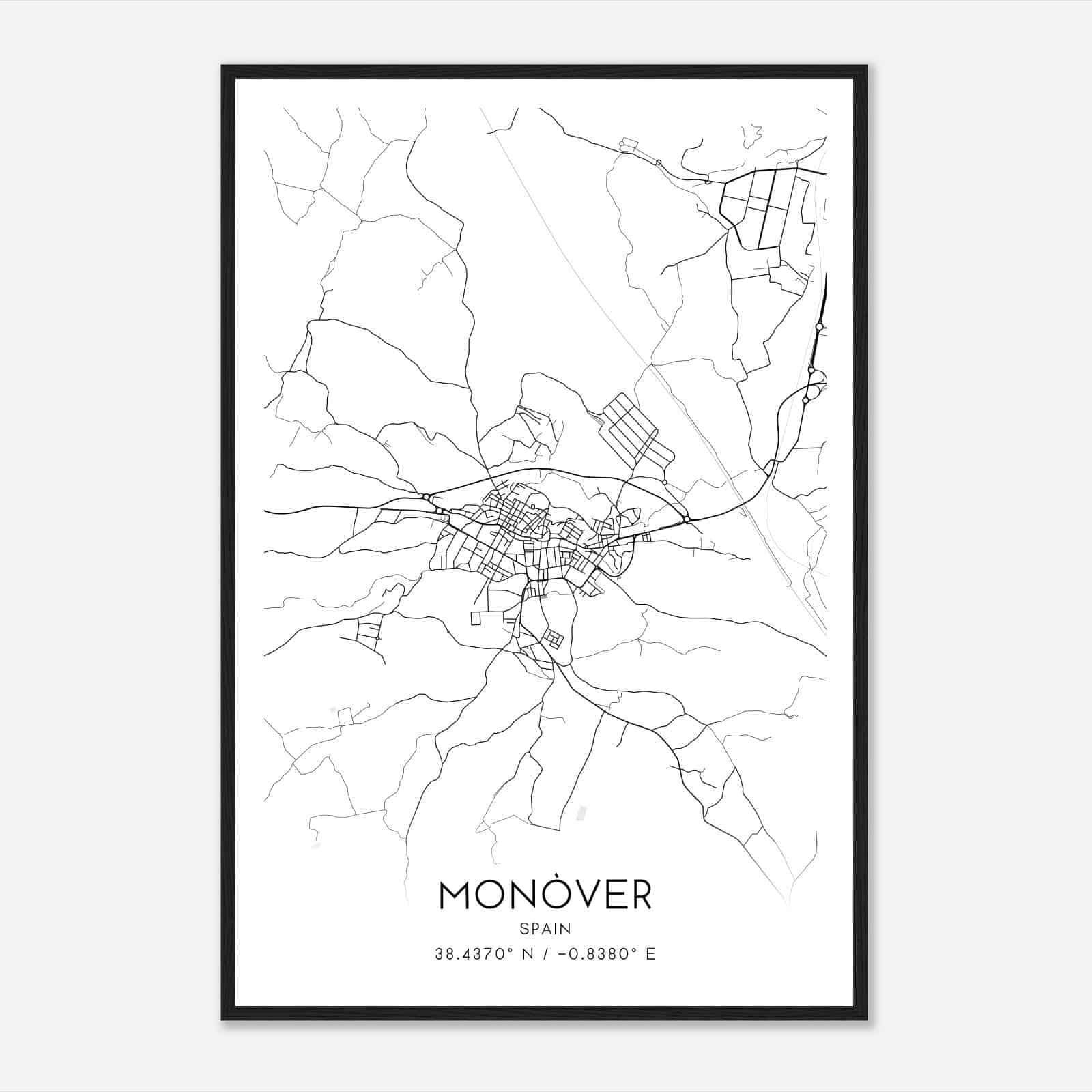 Custom Monovar Spain Map Poster - Mapmory
