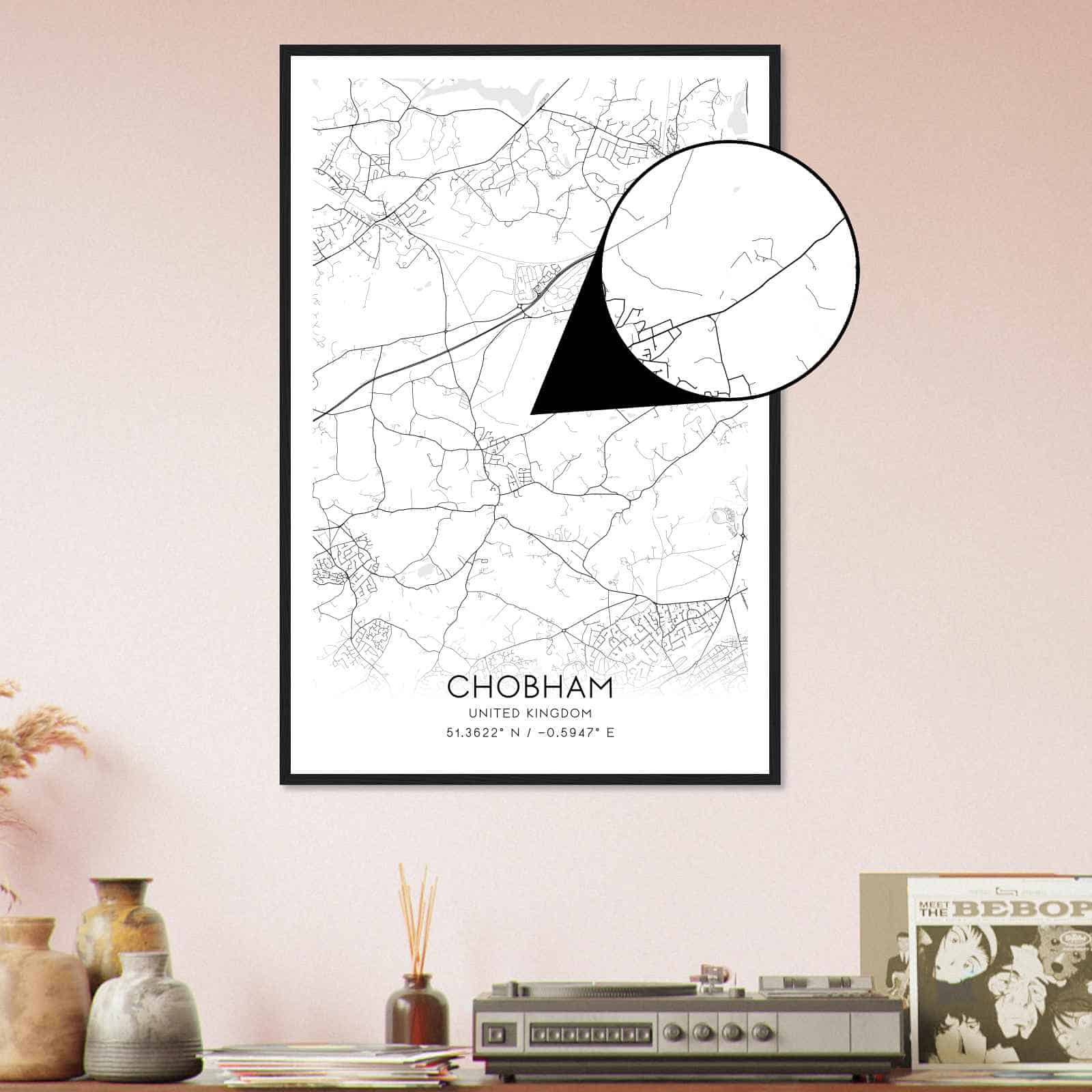 Chobham United Kingdom Map Poster, Modern Home Decor Wall Art Print ...