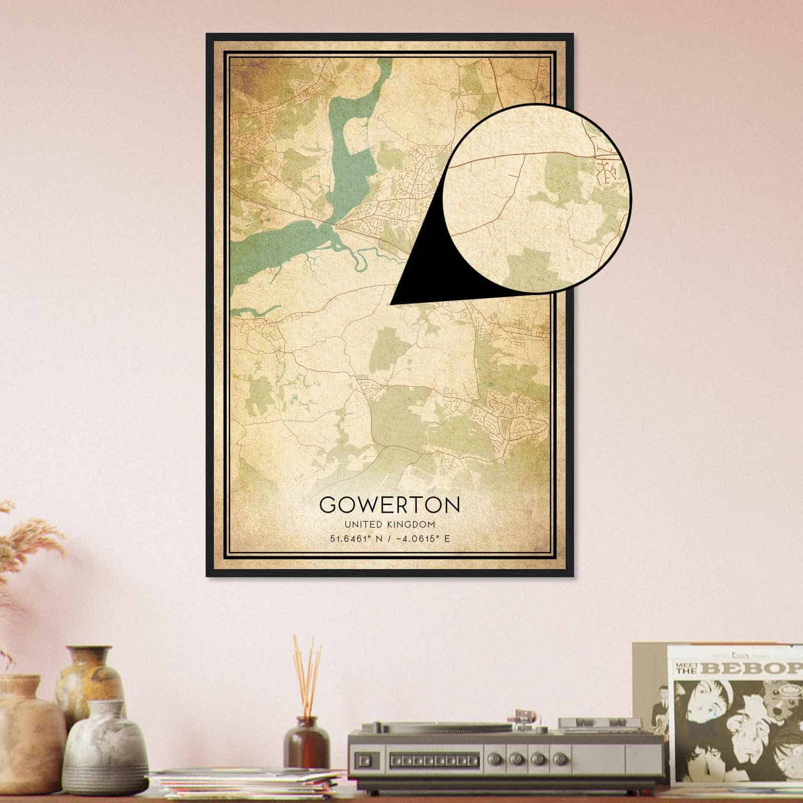 Vintage Gowerton United Kingdom Map Poster, Gowerton City Road Wall Art ...