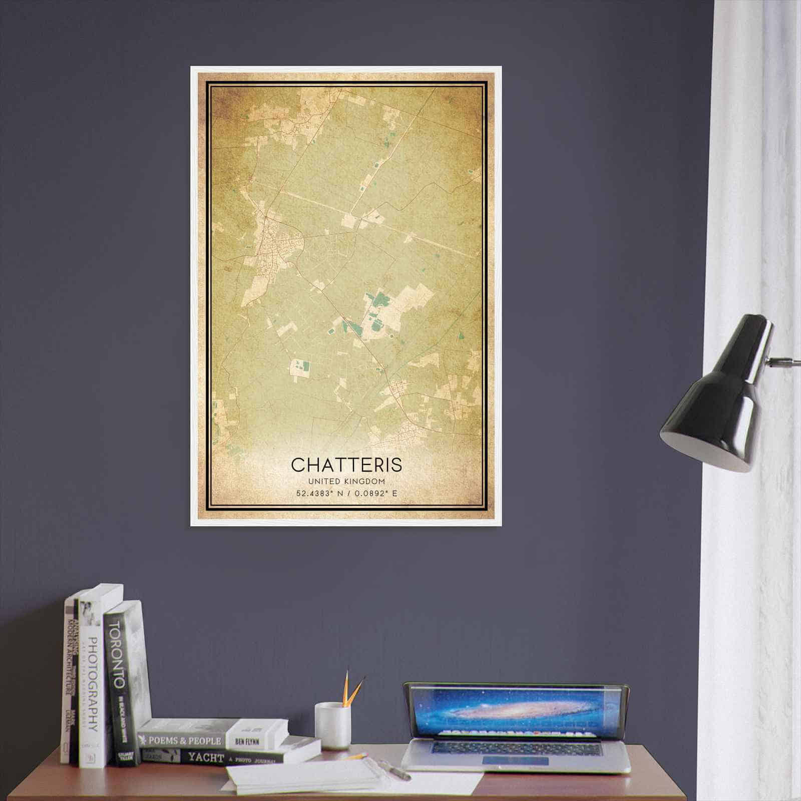 Vintage Chatteris United Kingdom Map Poster, Chatteris City Road Wall ...