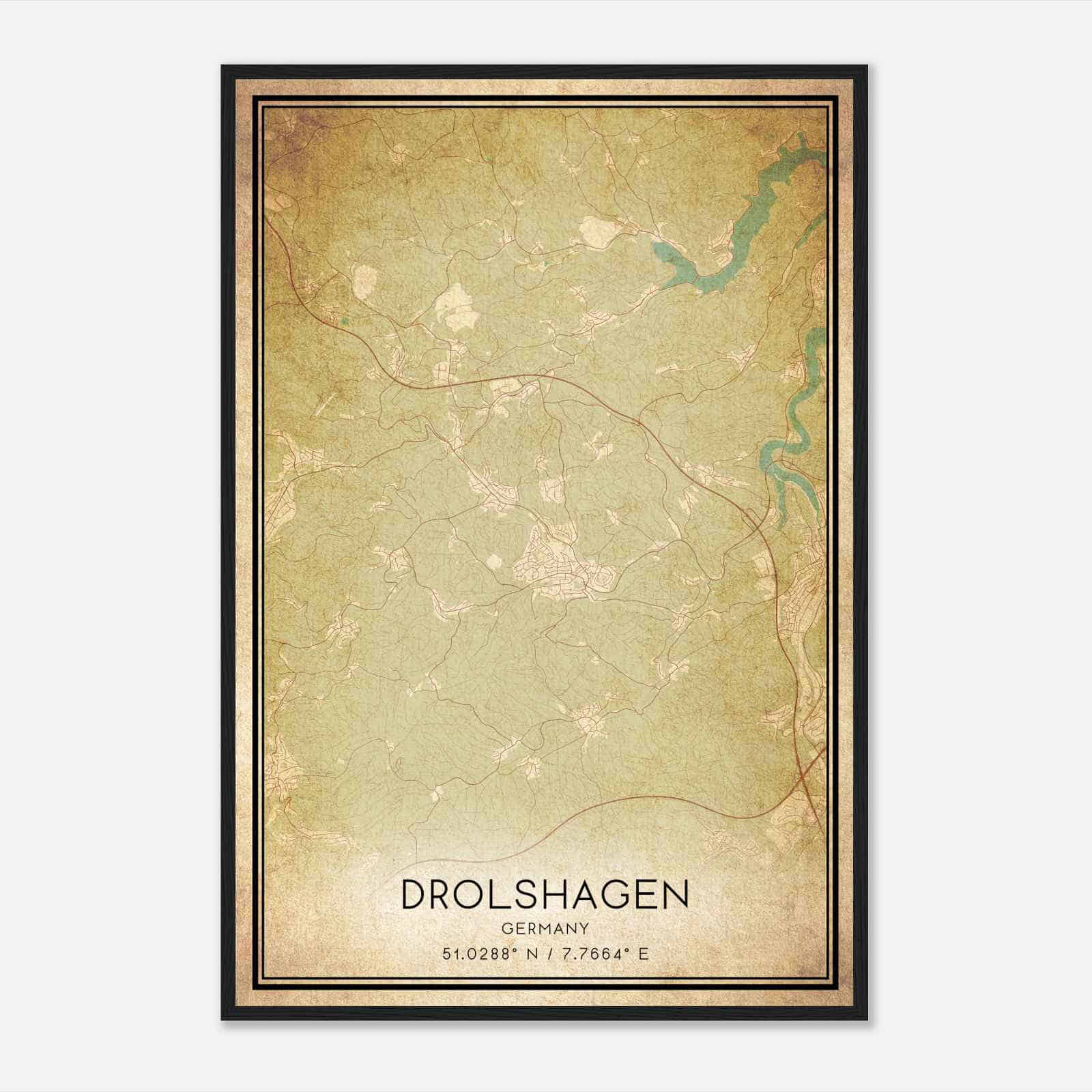Vintage Drolshagen Germany Map Poster, Drolshagen City Road Wall Art ...