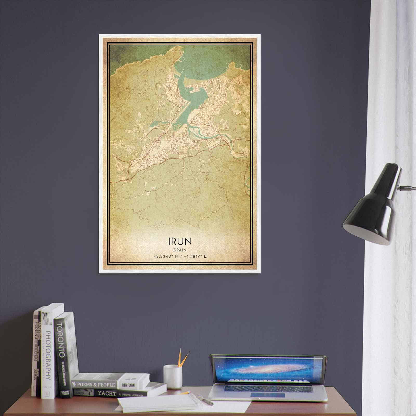 Vintage Irun Spain Map Poster, Irun City Road Wall Art Print - Custom ...