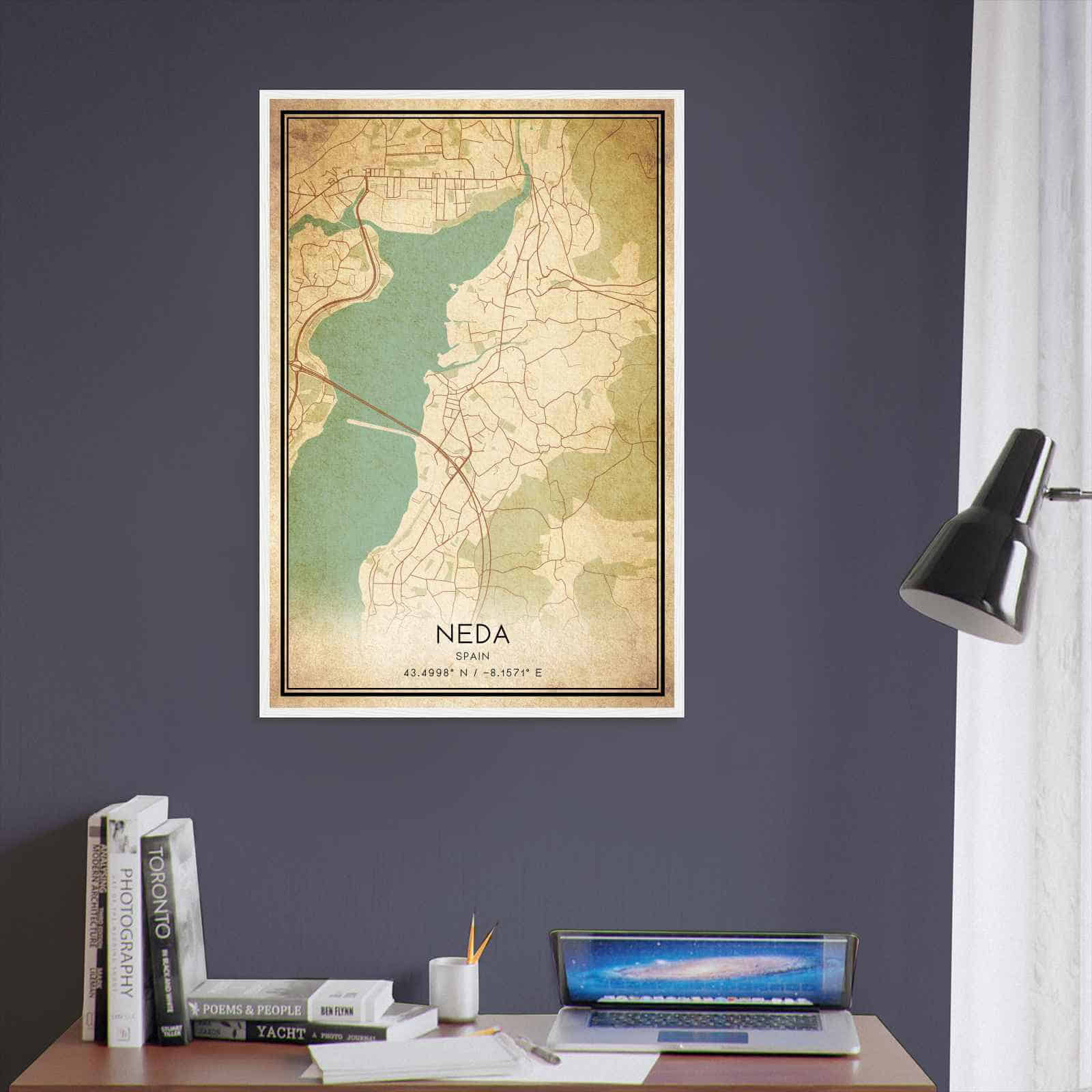 Vintage Neda Spain Map Poster, Neda City Road Wall Art Print - Custom ...
