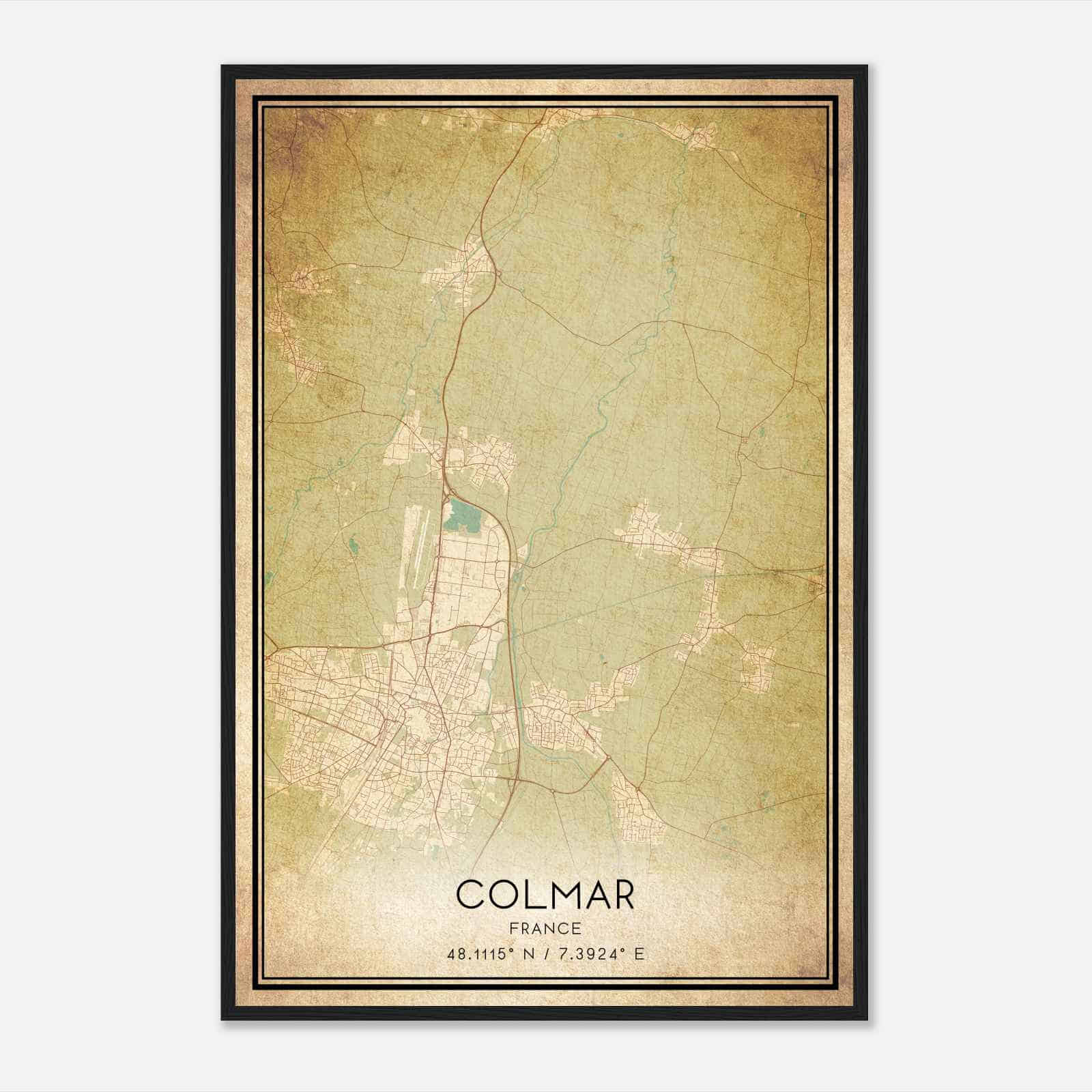 Vintage Colmar France Map Poster, Colmar City Road Wall Art Print ...