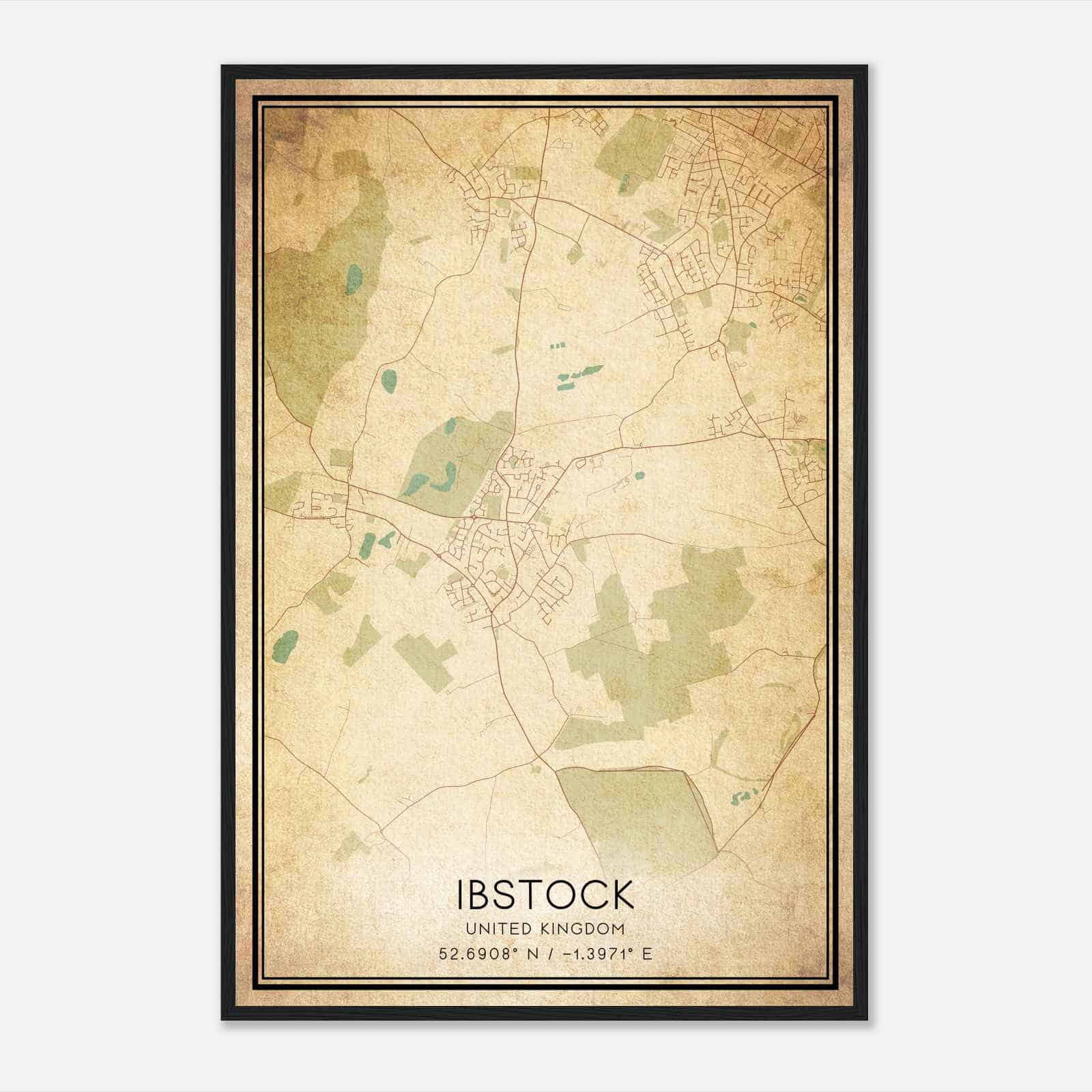 Vintage Ibstock United Kingdom Map Poster, Ibstock City Road Wall Art ...