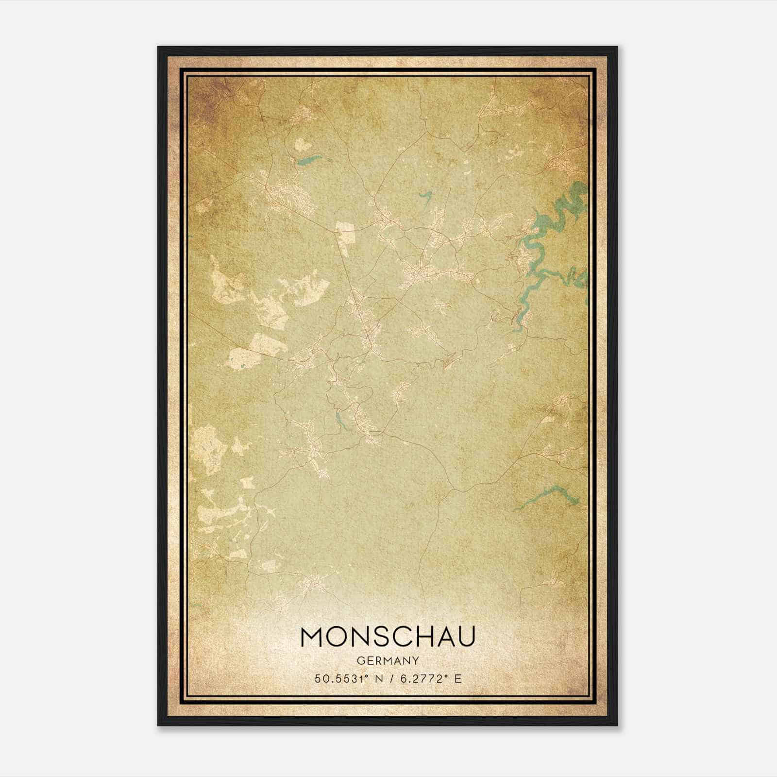Vintage Monschau Germany Map Poster, Monschau City Road Wall Art Print ...